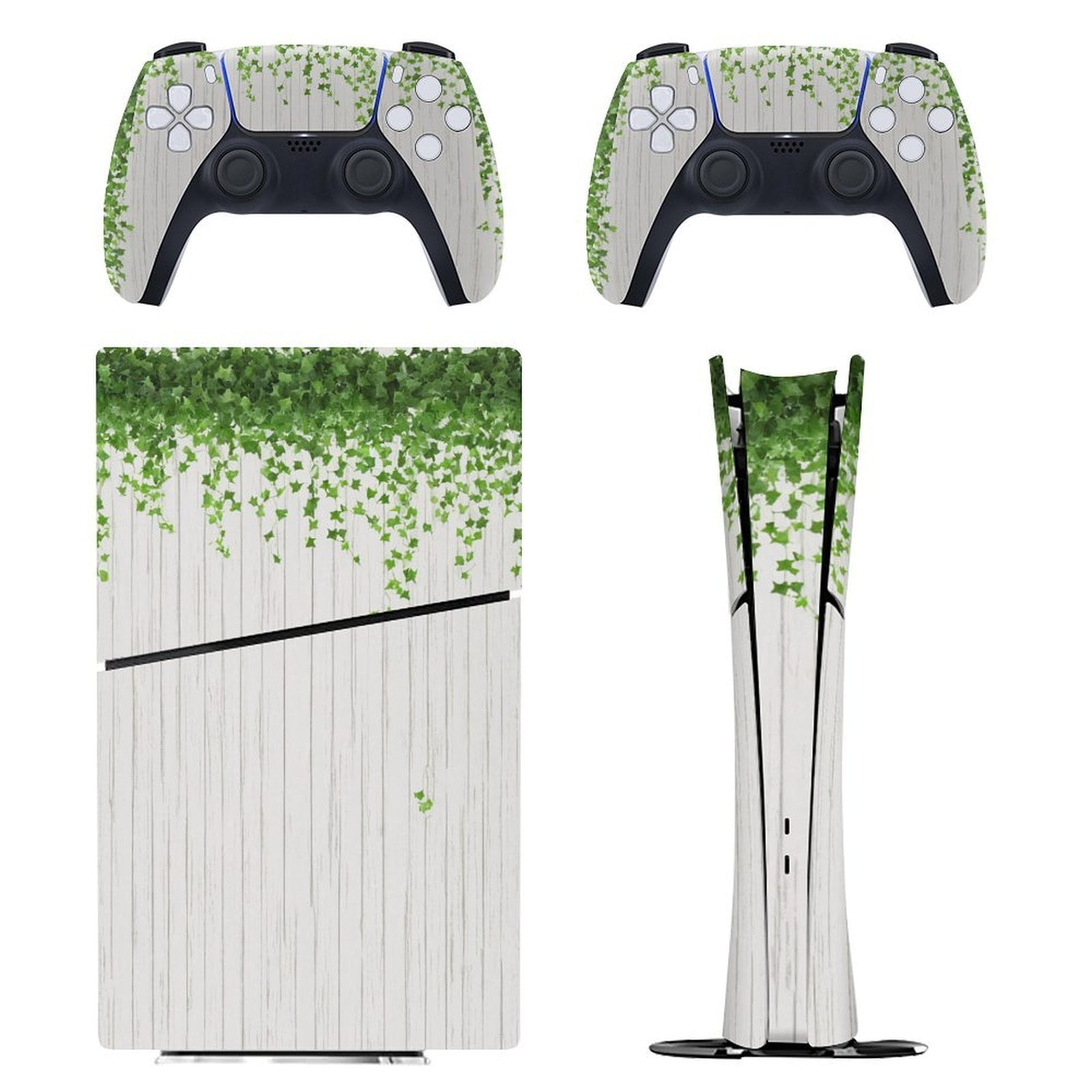 Green Vines on Wood Console Skin Bundle for PS5 Pro Slim Disc & Digital ...
