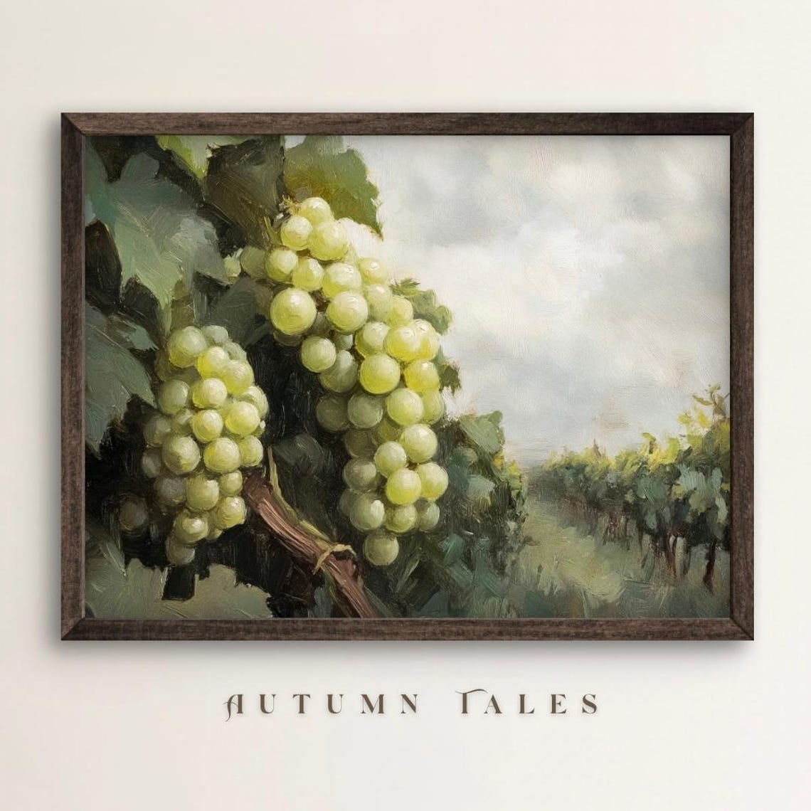 Green Vineyard Poster Wall Art Nature Landscape Print Moody Fruit ...