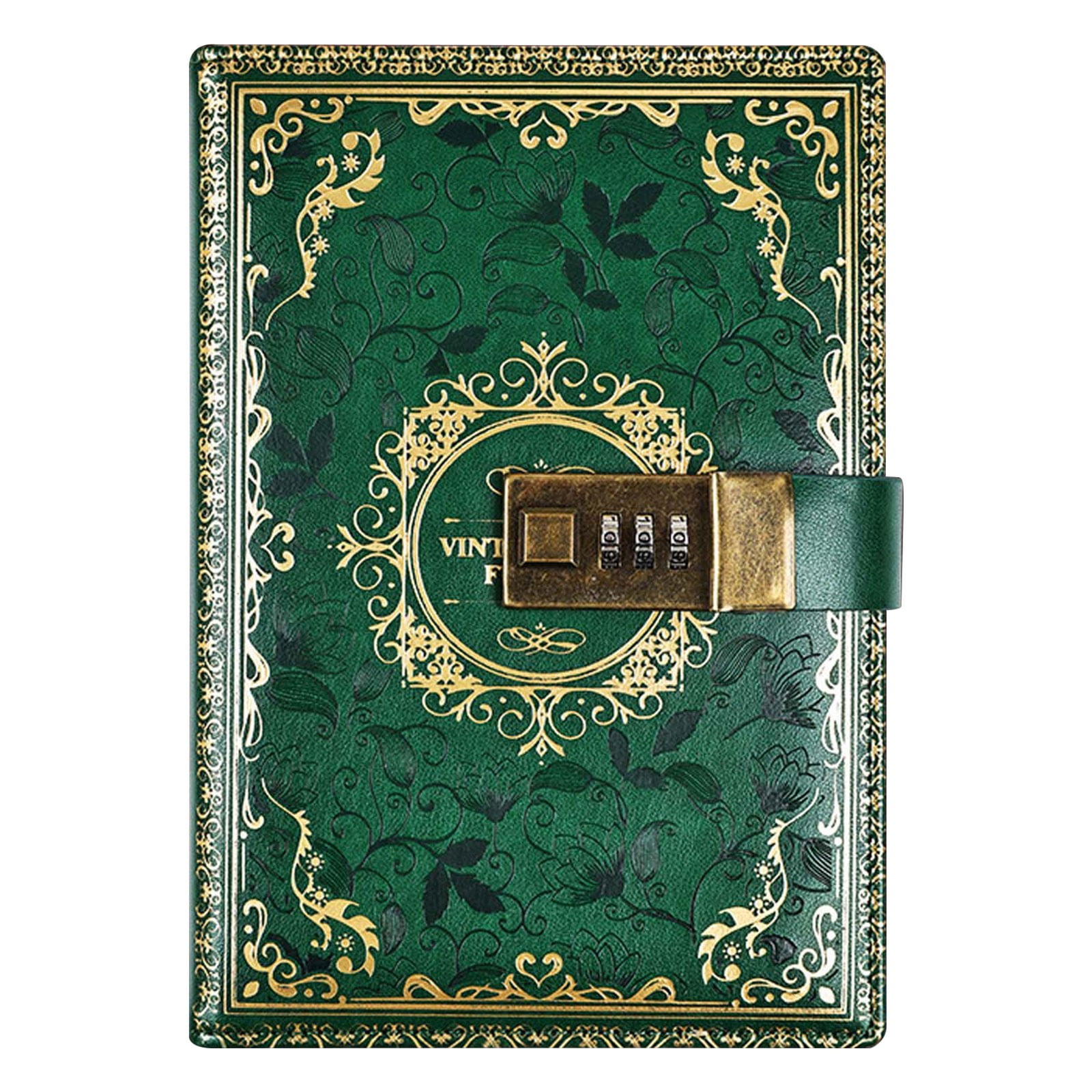 Green Vintage B6 Notebook Lockable Diary With Password Protection Leather Cover Journal For ...