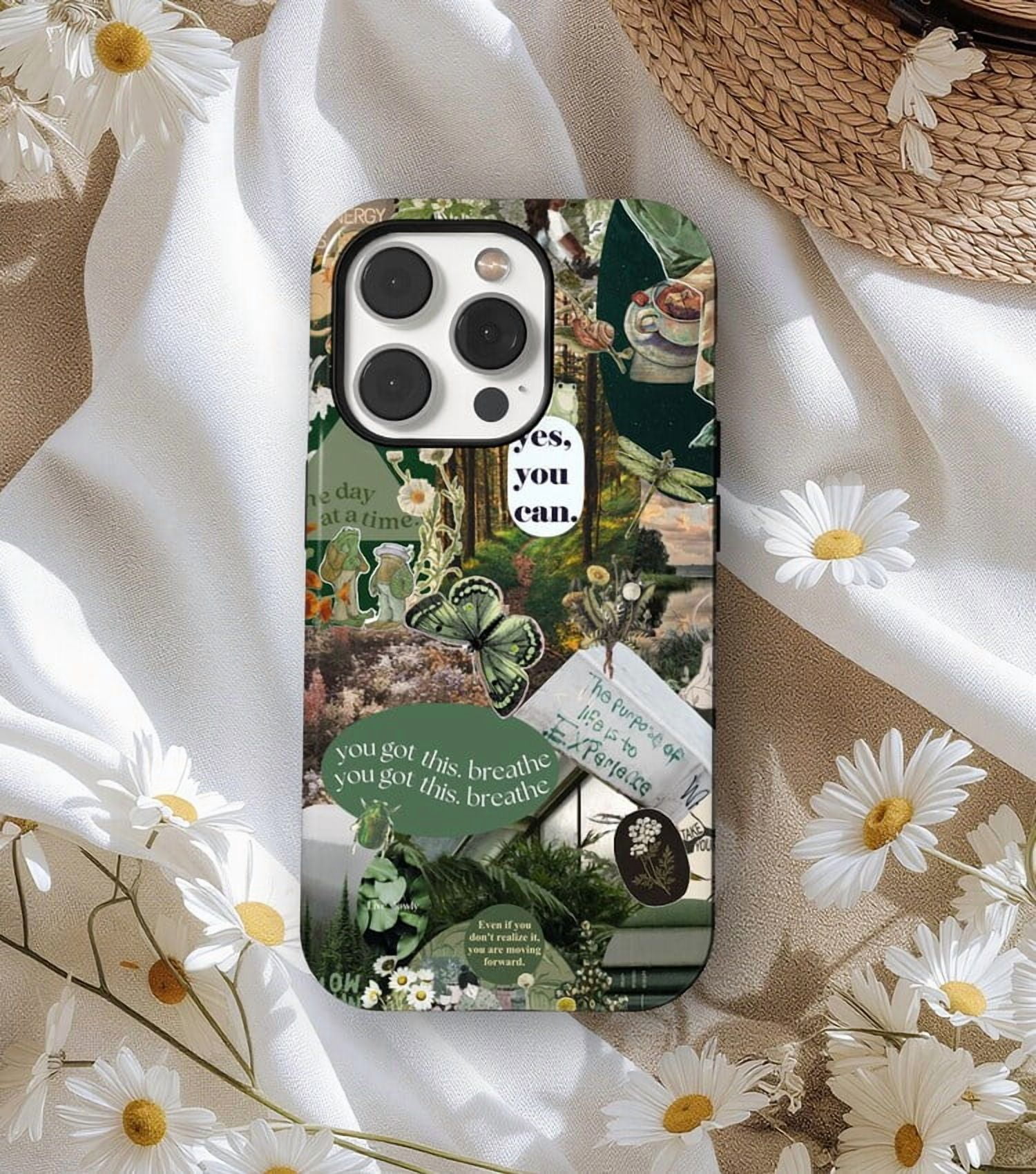 Green Vintage Collage Botanical Inspired Graphic Phone Case for iPhone ...