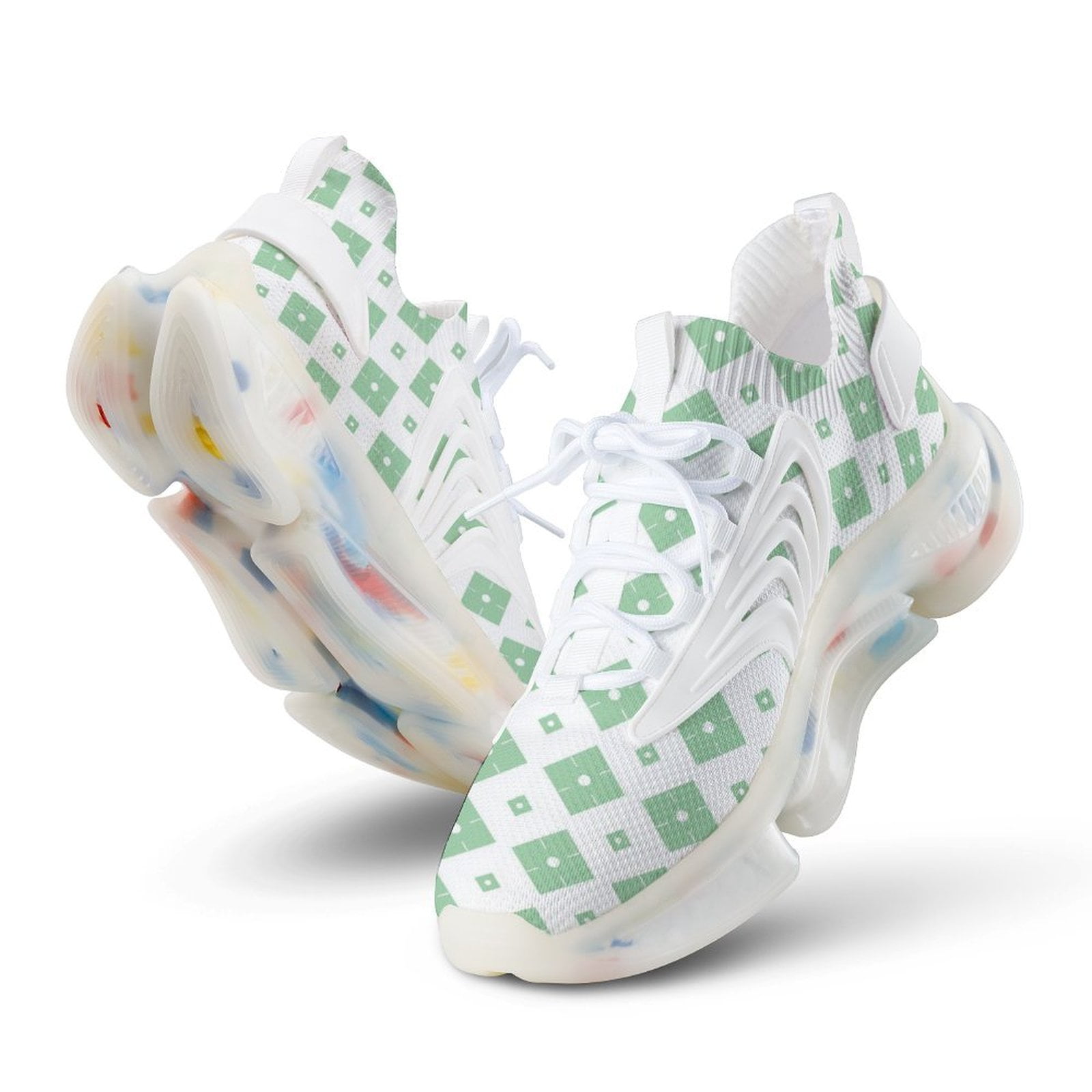 Green Vintage Fun Funky 70s 90s Walking Shoes for Men Woman Lightweight ...
