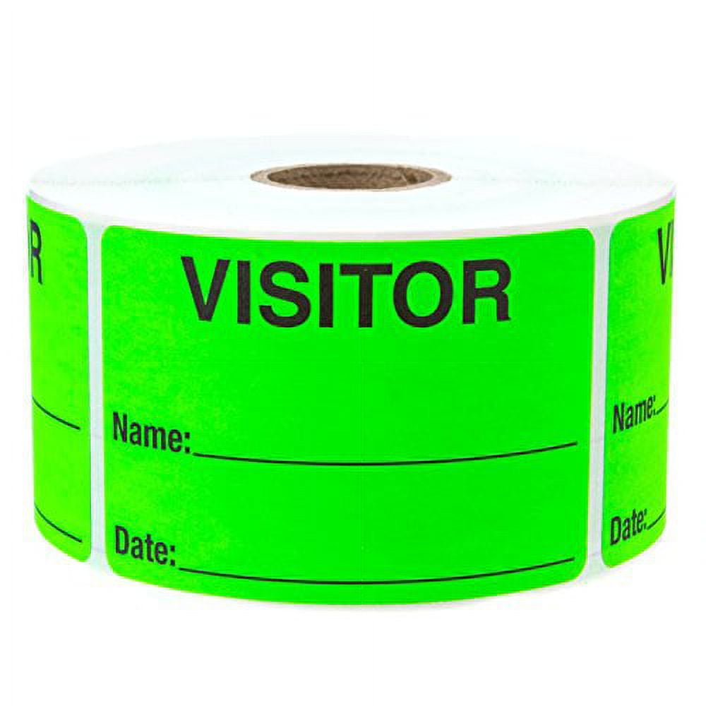 Fluorescent Green Visitor Pass, 500 Identification Labels Stickers, 2 ...