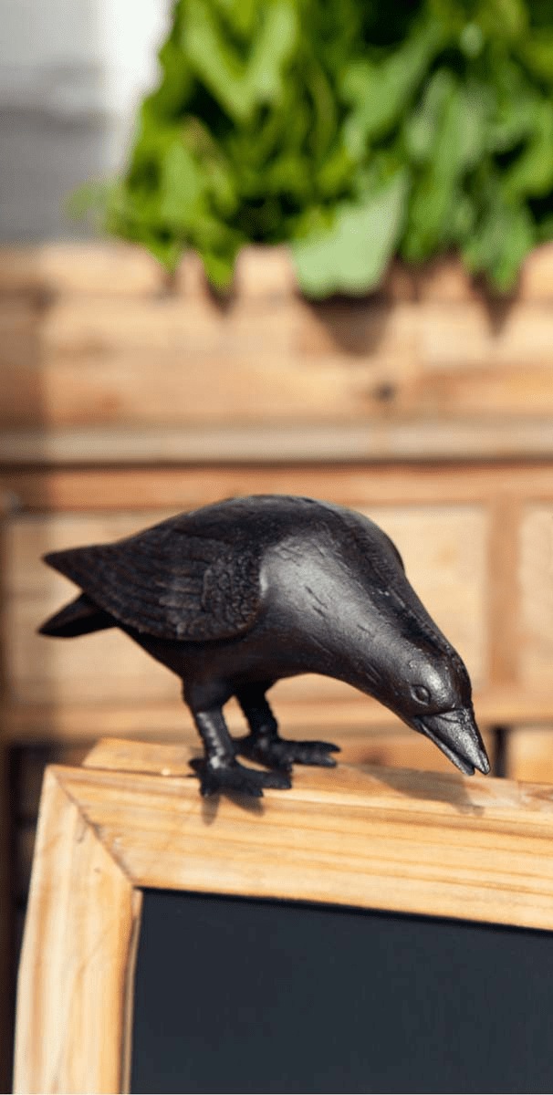 Green Vista Cast Iron Crow Statue Indoor/Outdoor Decor Bird Figure ...