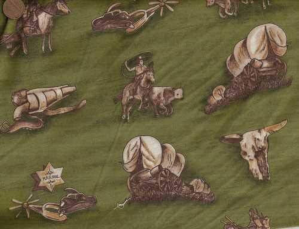 Green Wagon Train Horses Western Riverwoods Fabric - Walmart.com