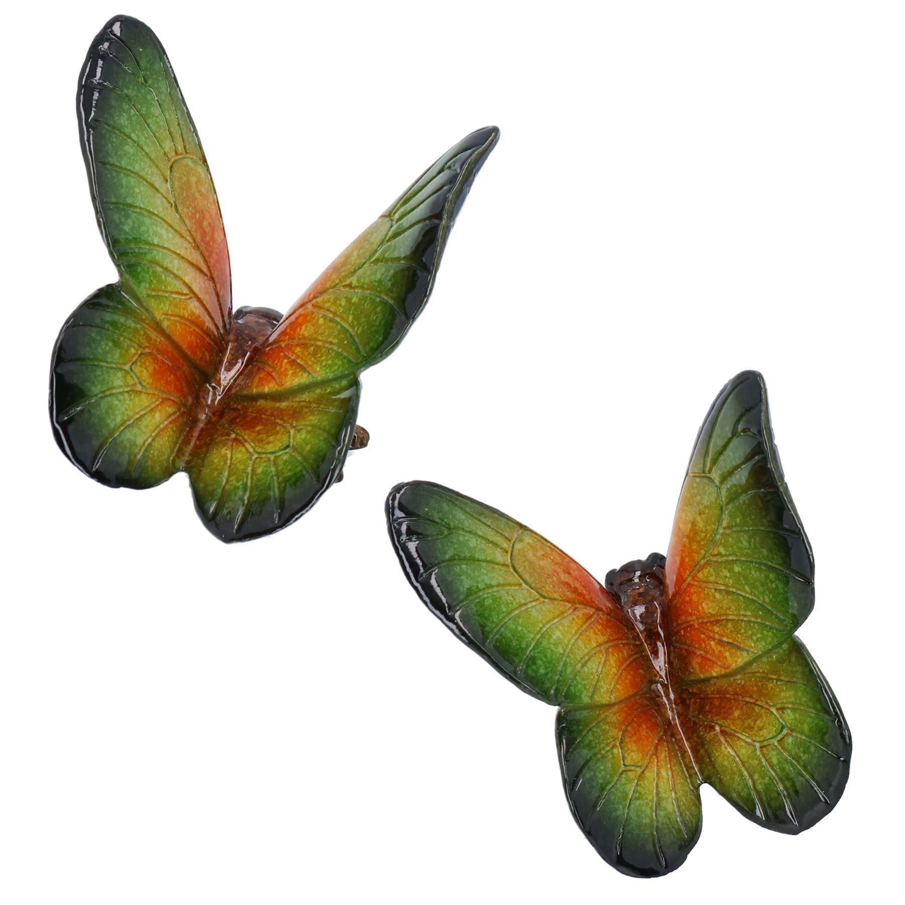 Green Wall Mount Pair Butterflies Resin Shed Sculpture Statue Garden ...