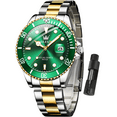 OLEVS Two Tone Wrist Fashion Green Watch for Men, Gold & Silver ...