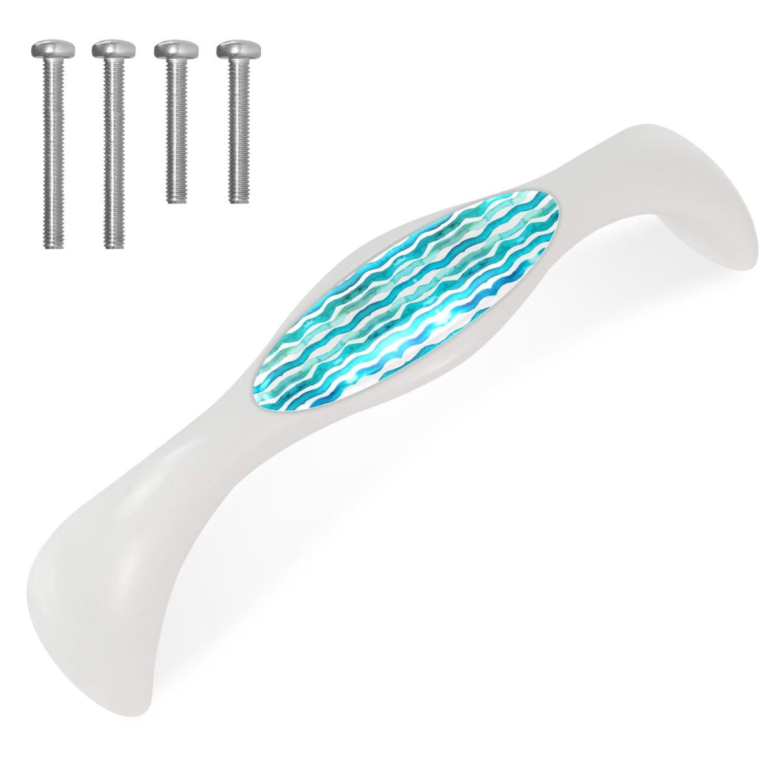 Green Water Wave Knob 4 Pack Arched Drawer Pulls Crystal Glass White ...