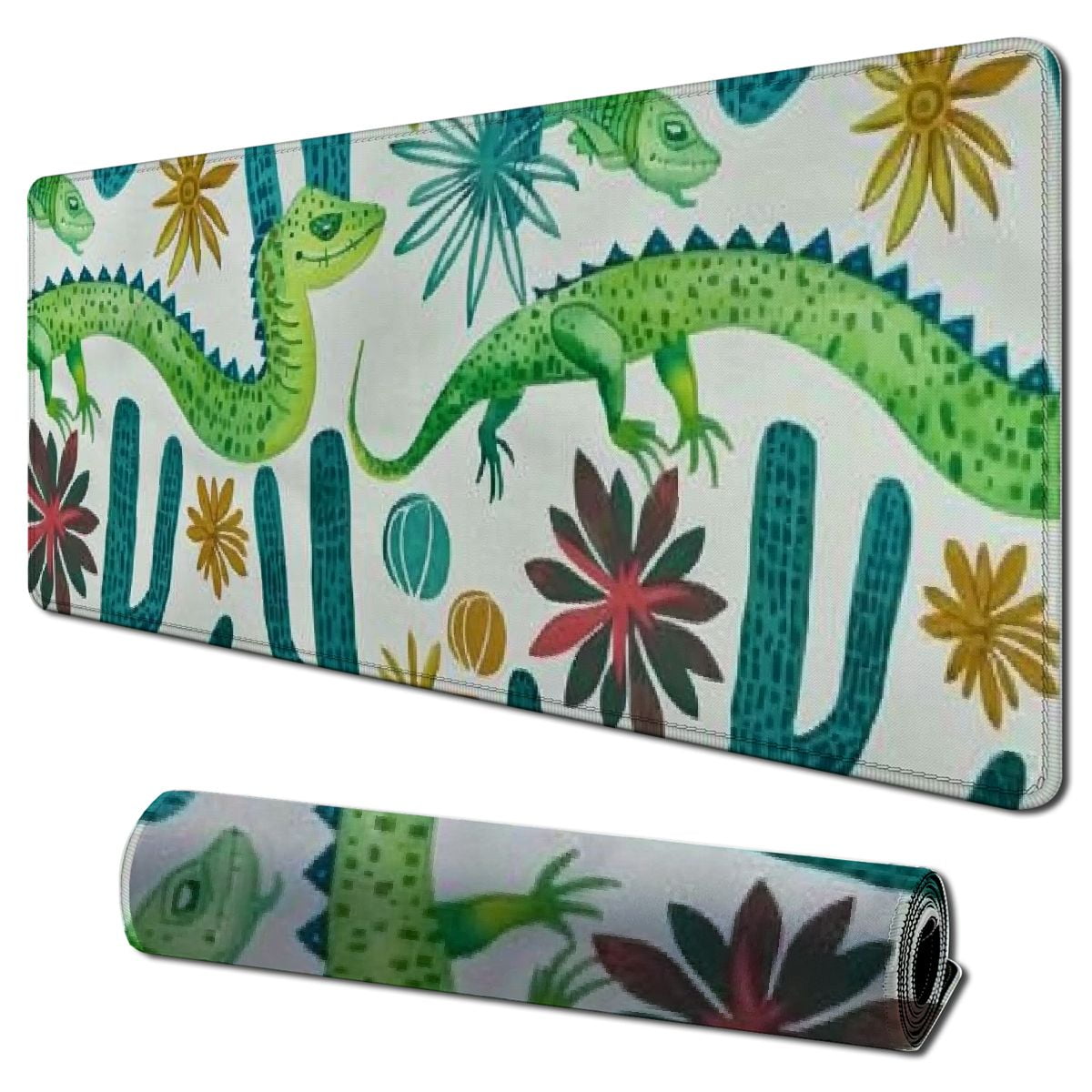 Green Watercolor and Cactus Large Mouse Pad Mouse Pad Computer Keyboard ...