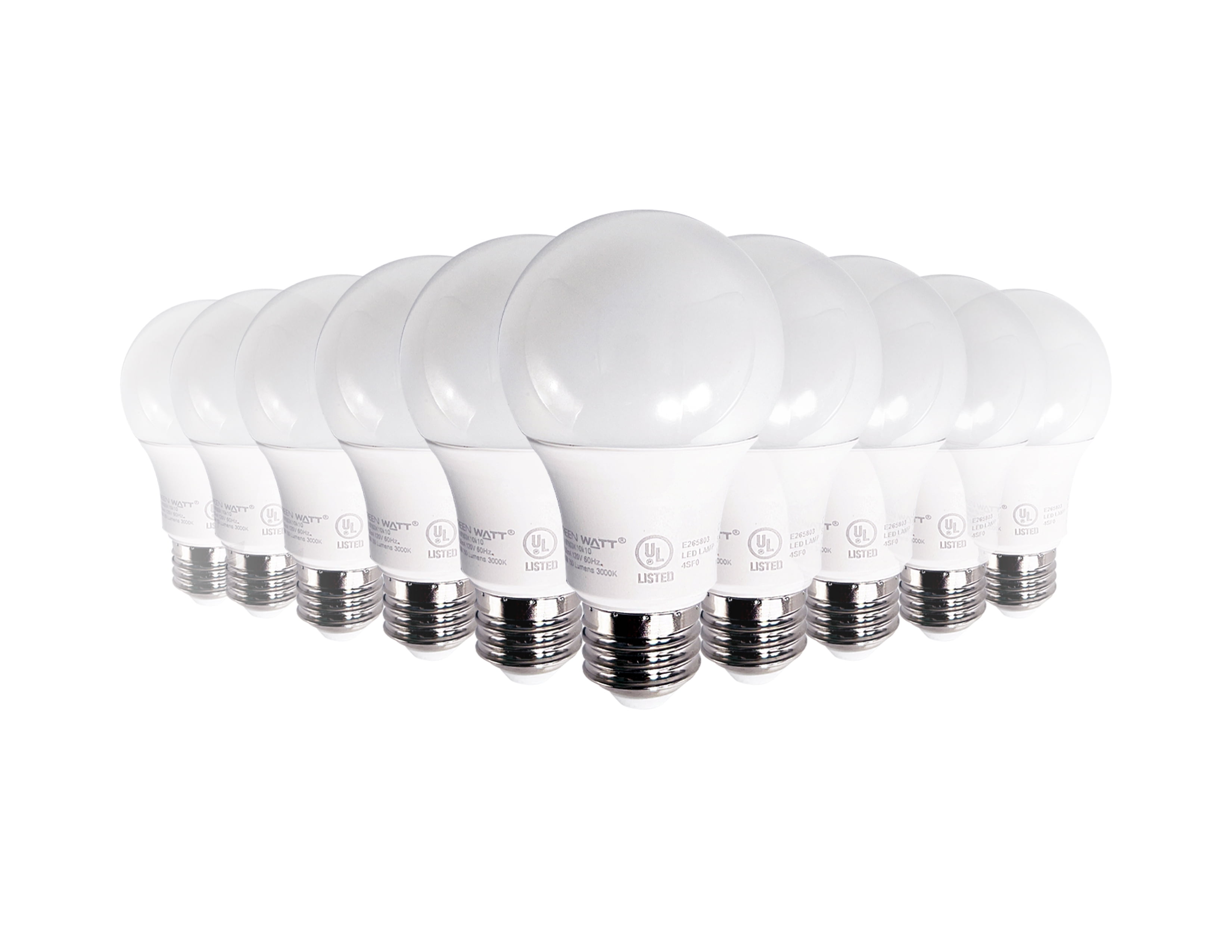 Green Watt 9W A19 LED Light Bulbs, 60W Equivalent, Warm White 3000K ...