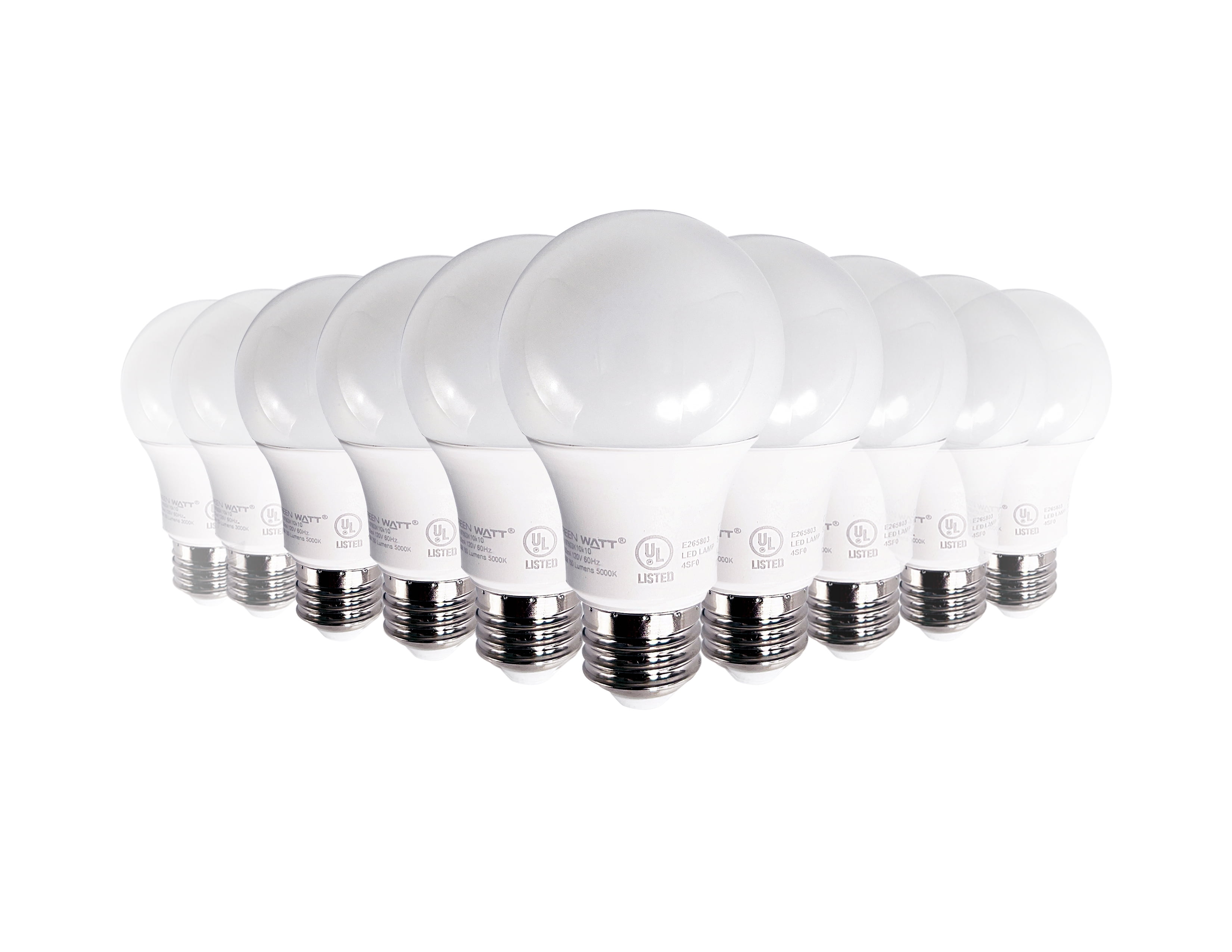 Green Watt 9W A19 LED Light Bulbs, 60W Equivalent, Warm White 5000K ...