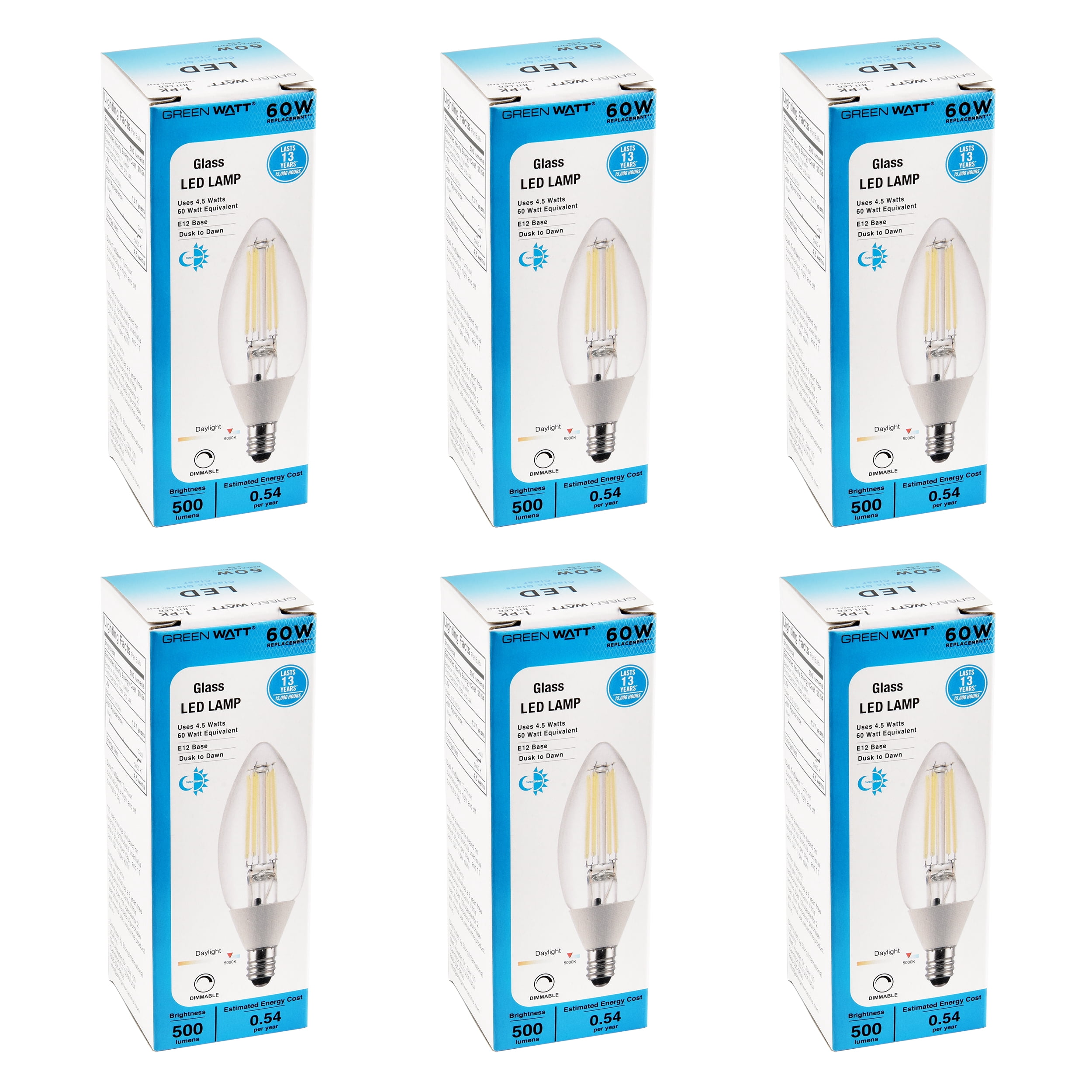 Green Watt Dusk-to-dawn 60 -Watt EQ B11 Soft white Candelabra screw ...