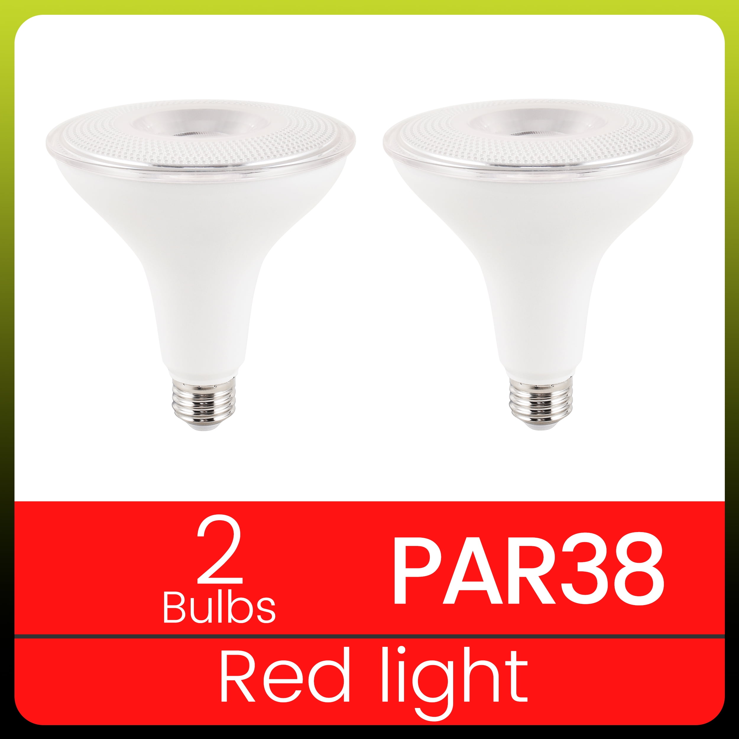 Green Watt PAR38 15W Red Light Bulbs, 10000H, E26 Base (2 Pack ...