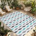Green Wave Line Outdoor Rug, Modern Gray Striped Abstract Gradient Non ...