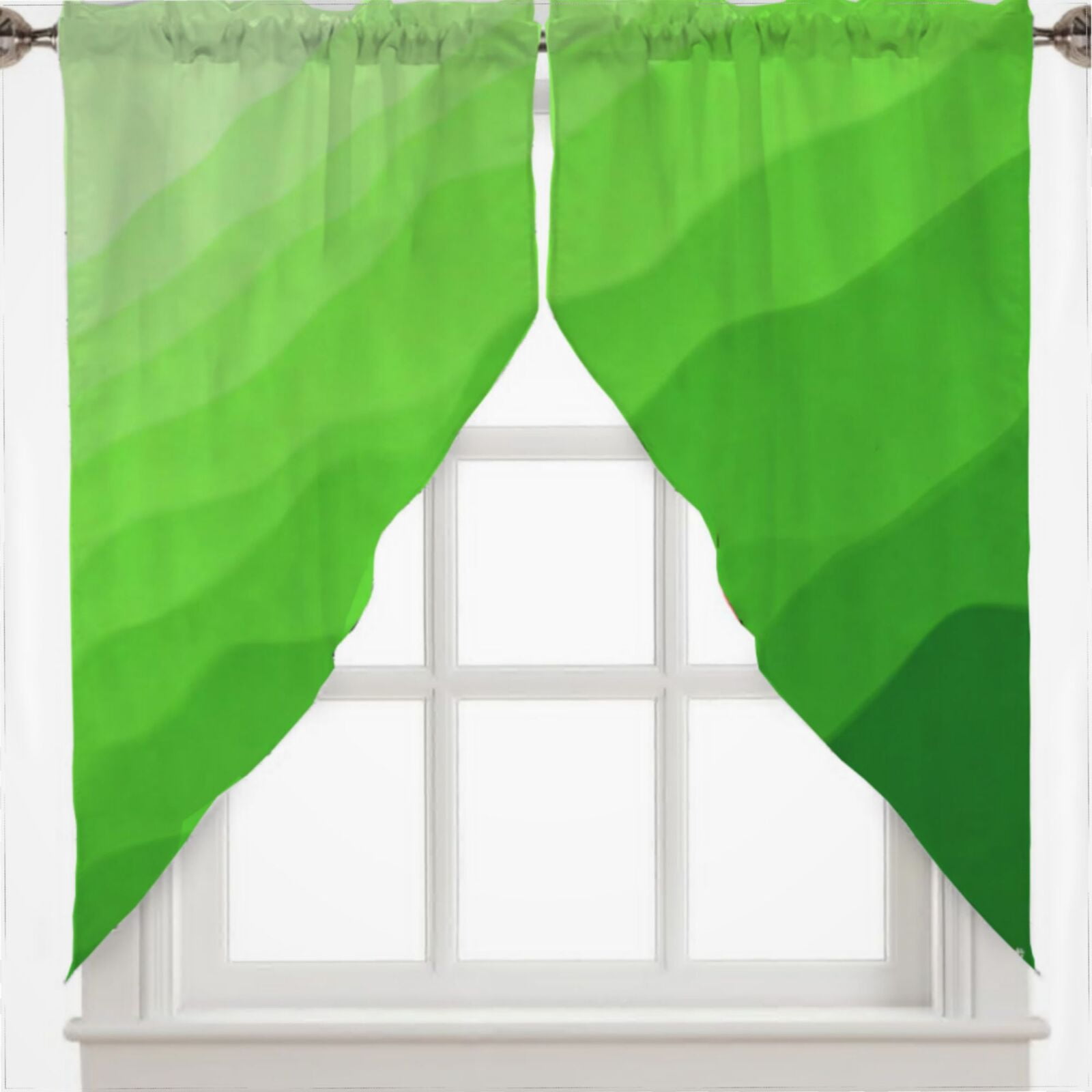 Green Wave Texture Background Swag Valances For Windows 2 Pack For ...