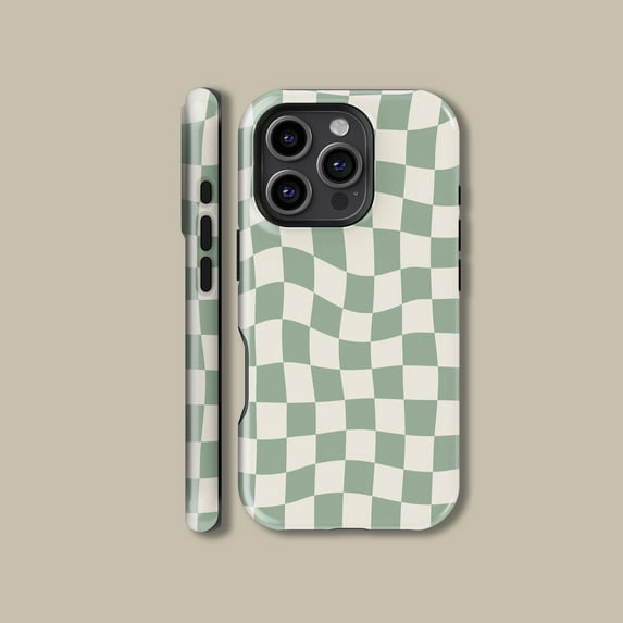 Green Wavy Checkerboard Pattern Case for iPhone Samsung Grid - Walmart.com