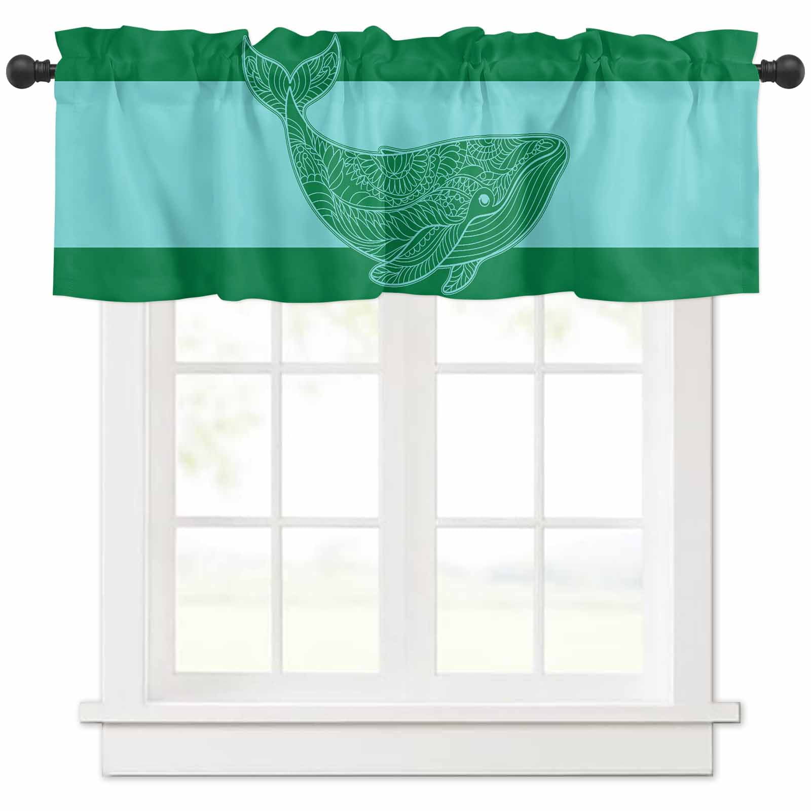 Green Whale Valances for Windows Farmhouse Kitchen Curtains Valances ...