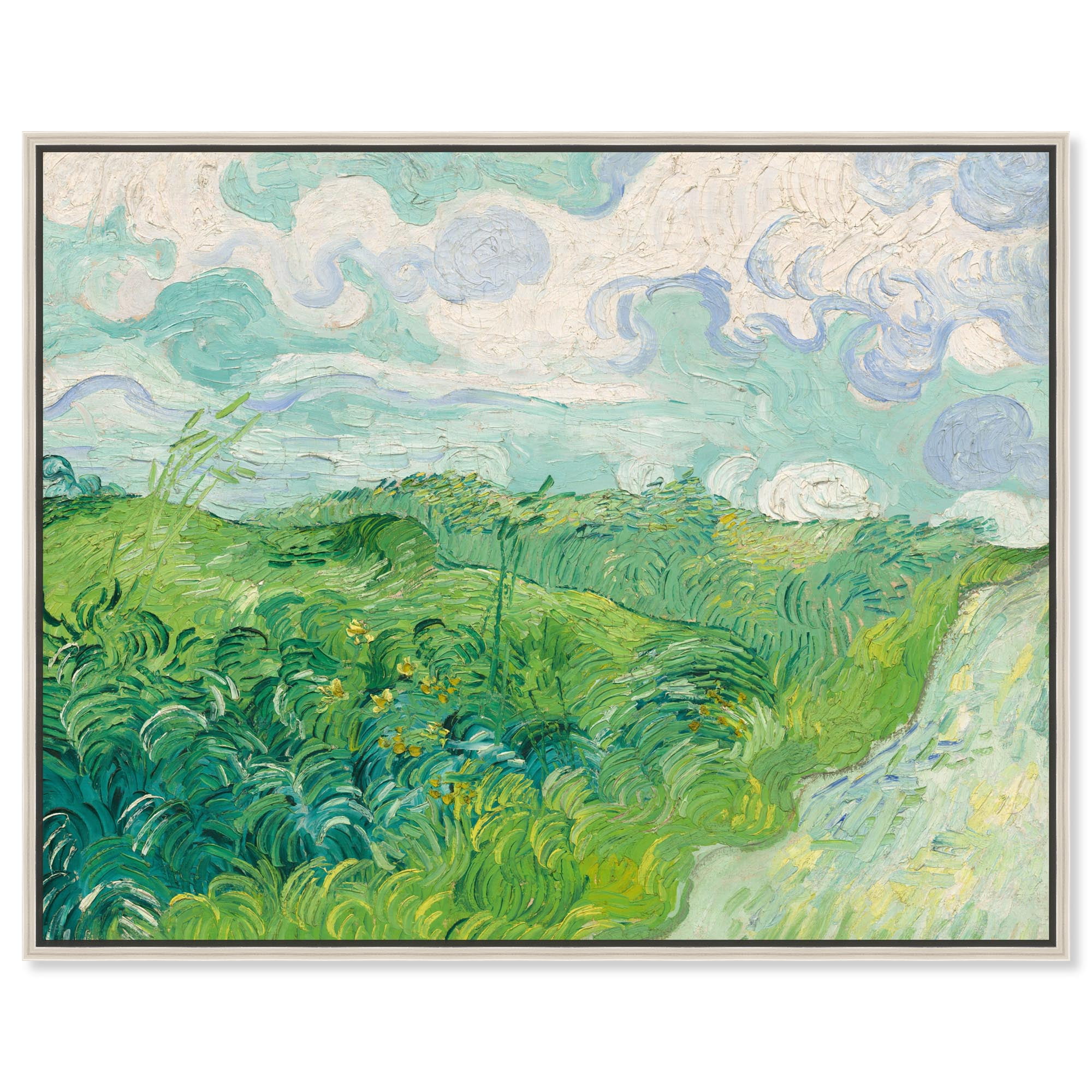 Green Wheat Fields Canvas Famous Artist Prints by Art Remedy, Silver ...