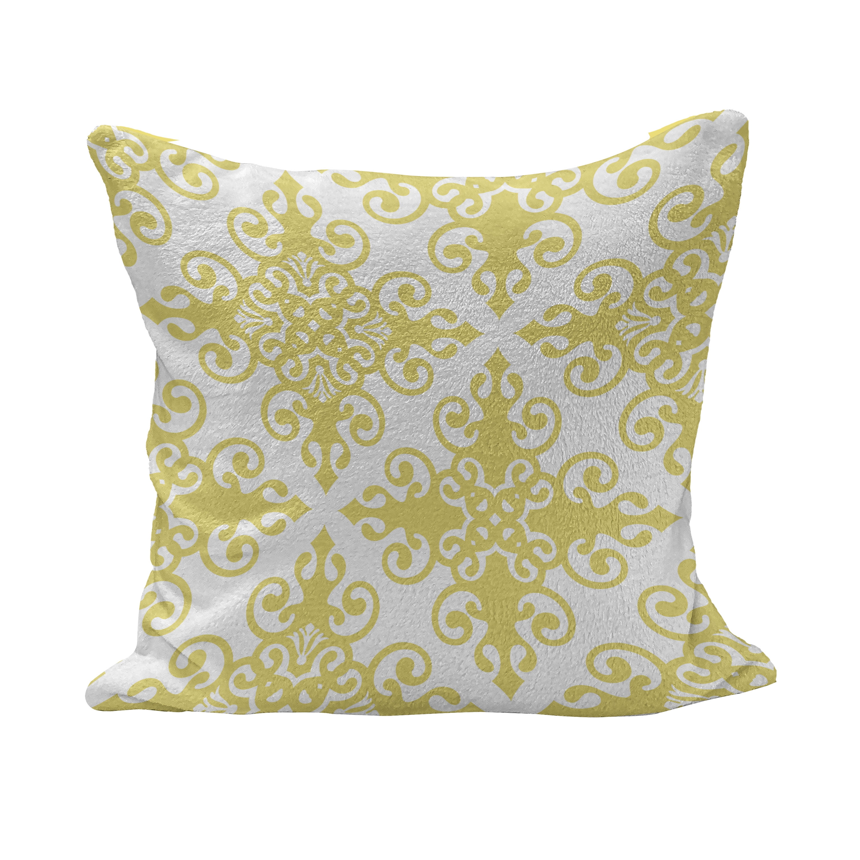 Green and White Fluffy Throw Pillow Cushion Cover, Damask Inspired ...