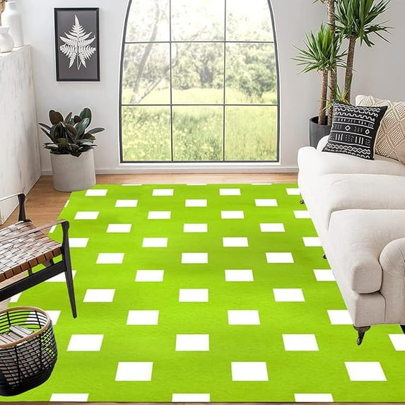 Green White Geometric Pattern Modern Area Rug Soft Thick Lux Carpet For ...