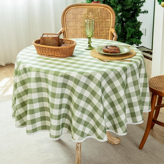 Green and White Gingham Tablecloth, Spring Plaid Waterproof Table Cover ...