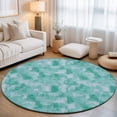 Green White Ink Splatters 8' Round Rug for Open Concept Living Room ...