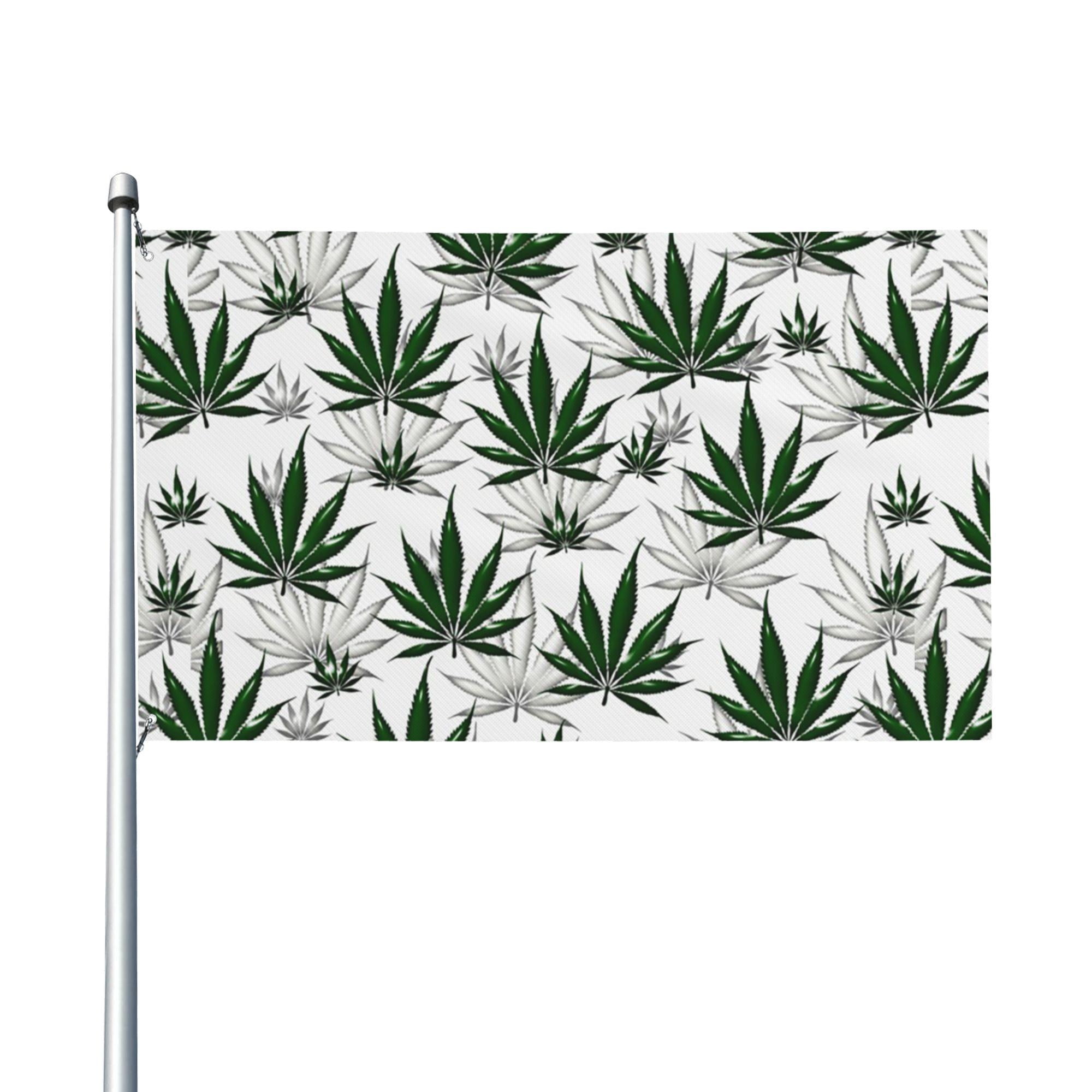 Green White Marijuana Leaf Flag Home Garden Flag Banner Breeze Flags ...