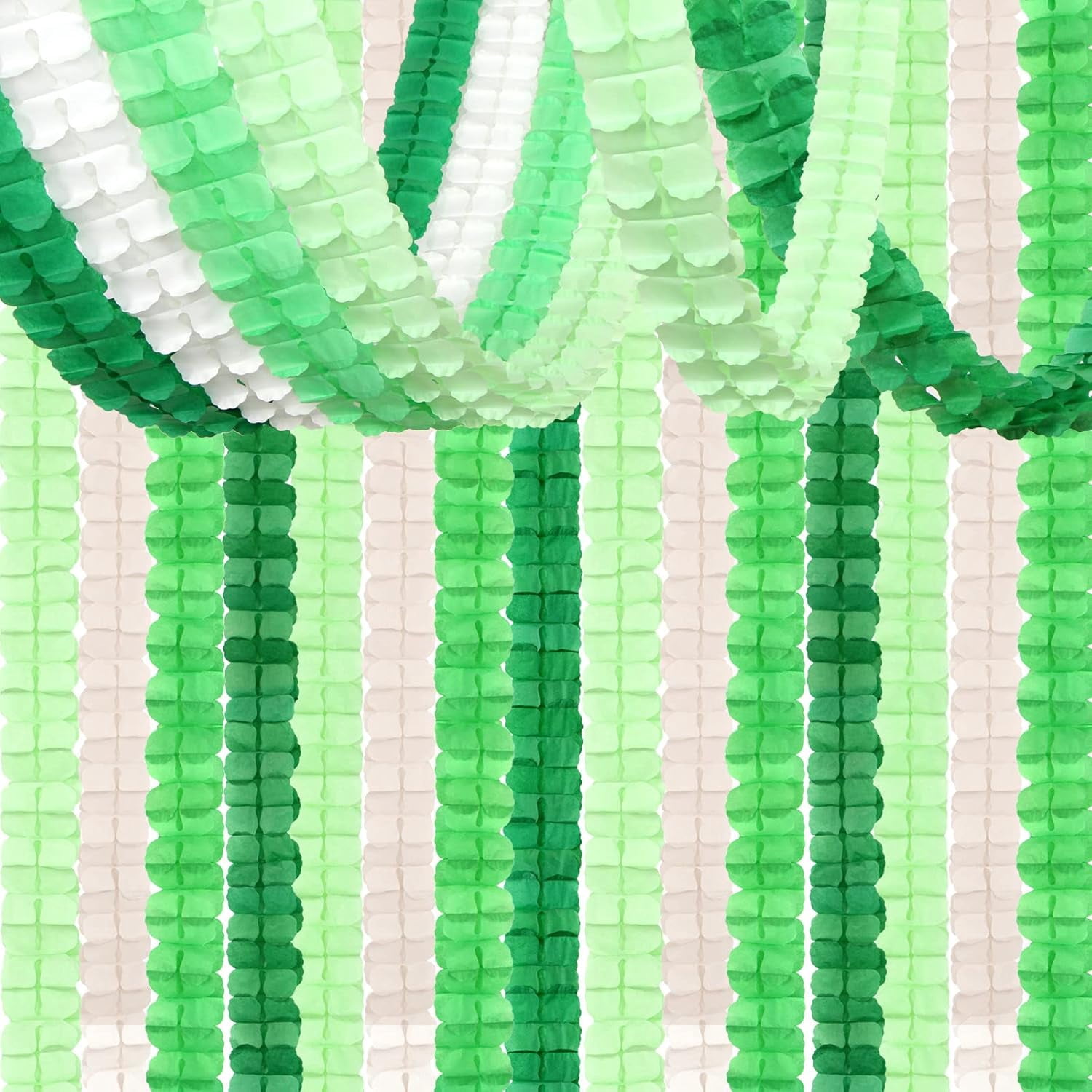 Green-White Party Decorations Streamers Garland - 157Ft Four-Leaf ...