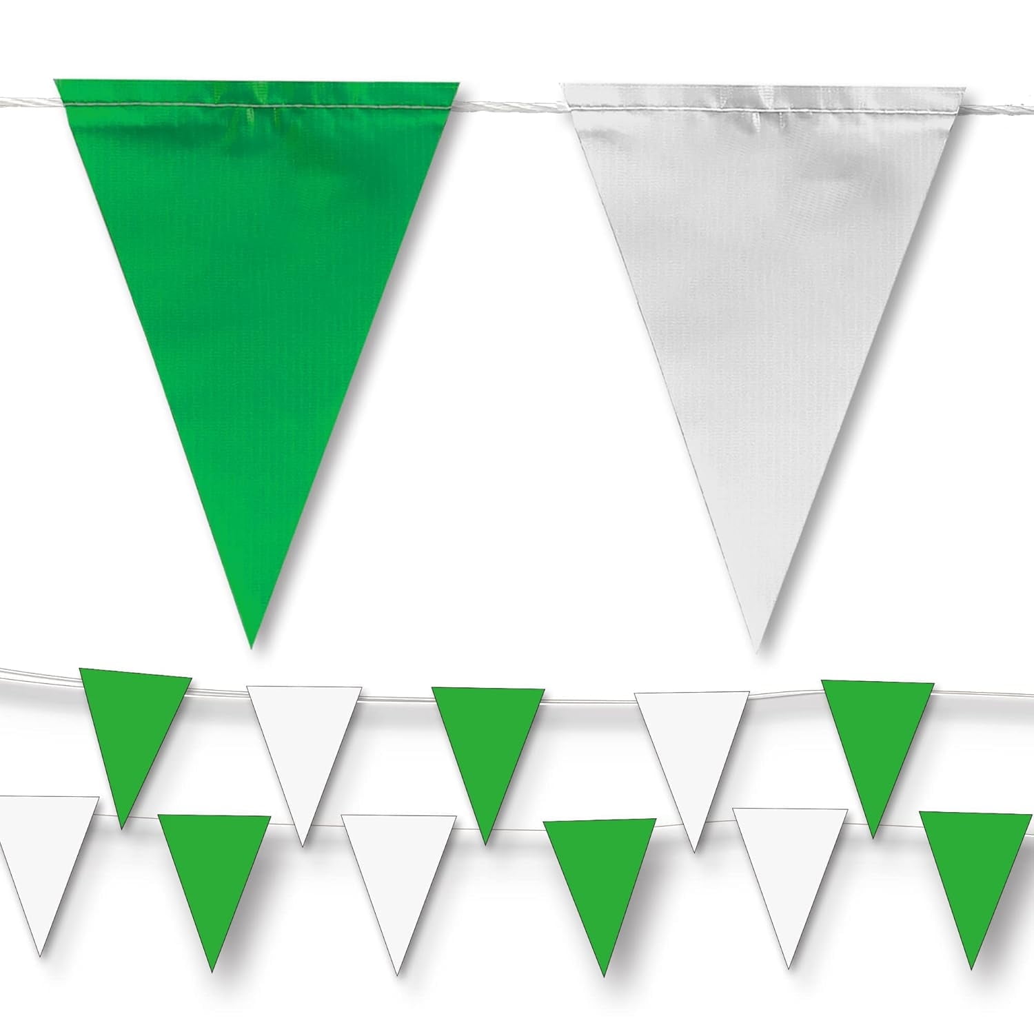 Green & White Pennant Banner Flags | OSHA 500lb Rated | Strand Fade ...