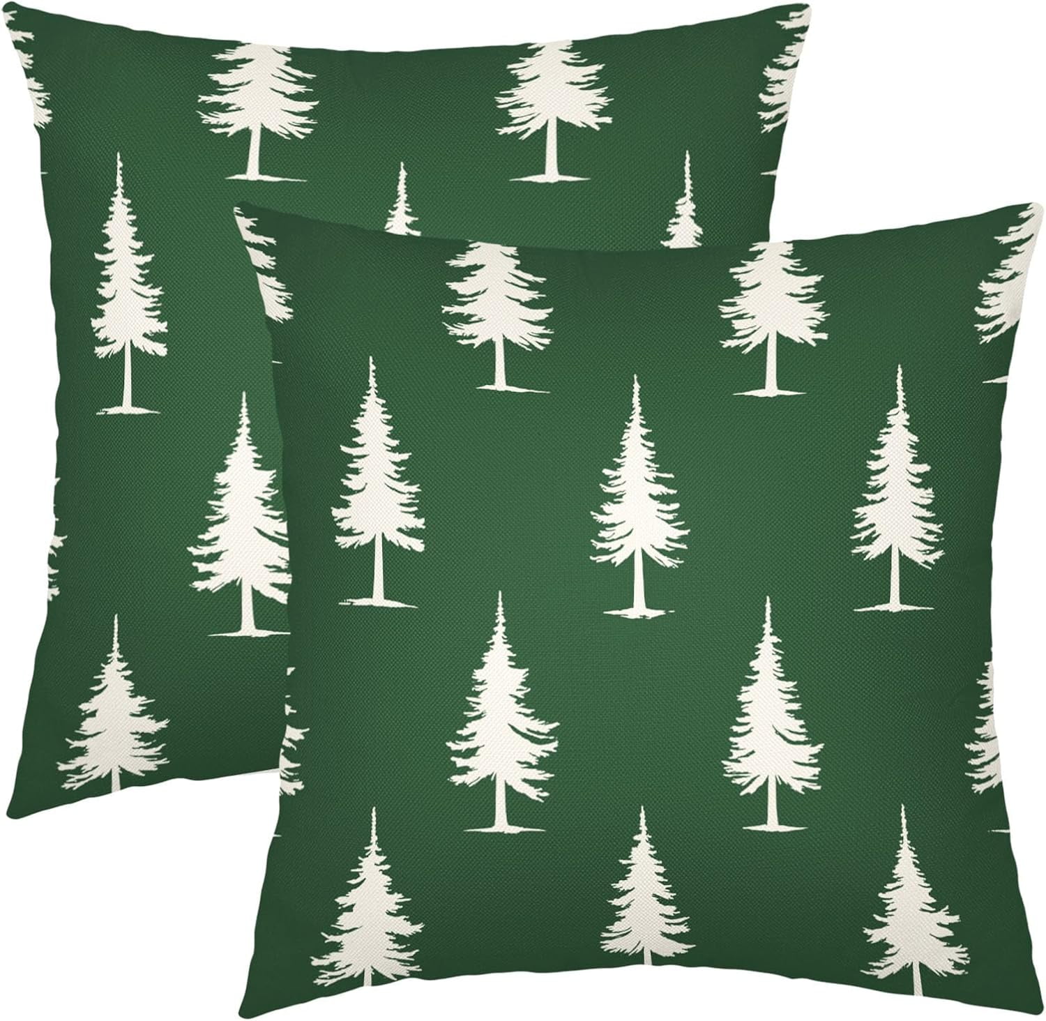 Green White Pine Tree Pillow Covers 18X18 Inch Christmas Trees Neutral ...