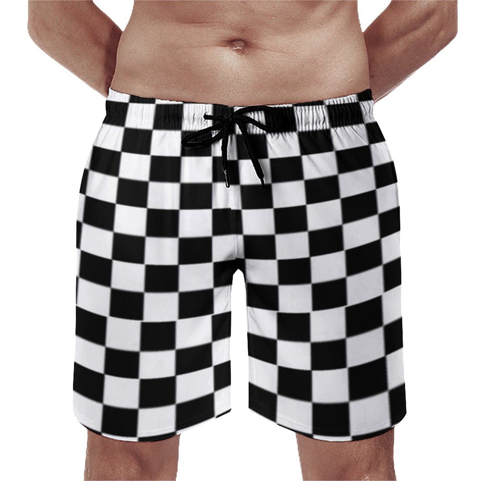 Green White Plaid Board Shorts Summer Checkerboard Cute Board Short ...