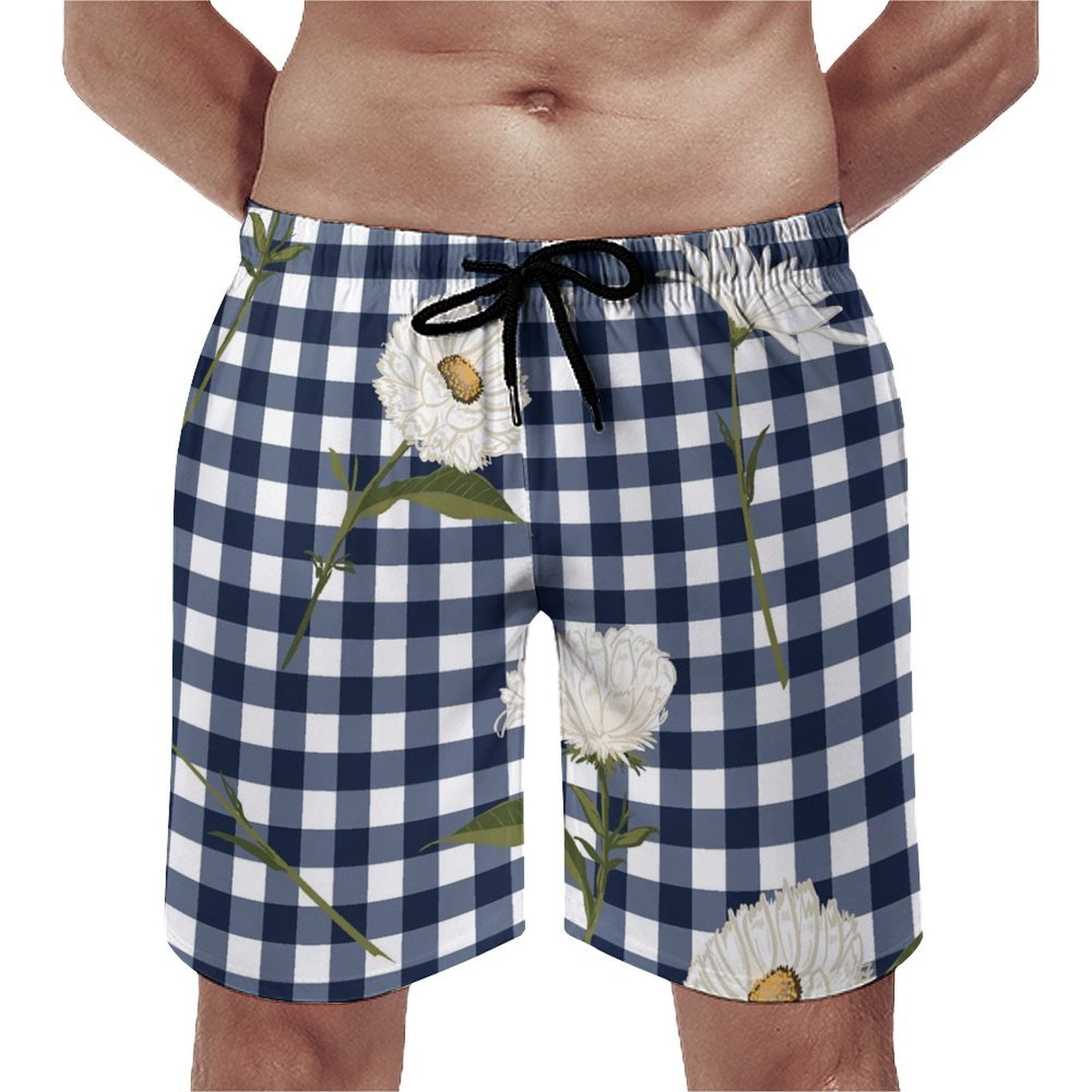 Green White Plaid Board Shorts Summer Checkerboard Cute Board Short ...