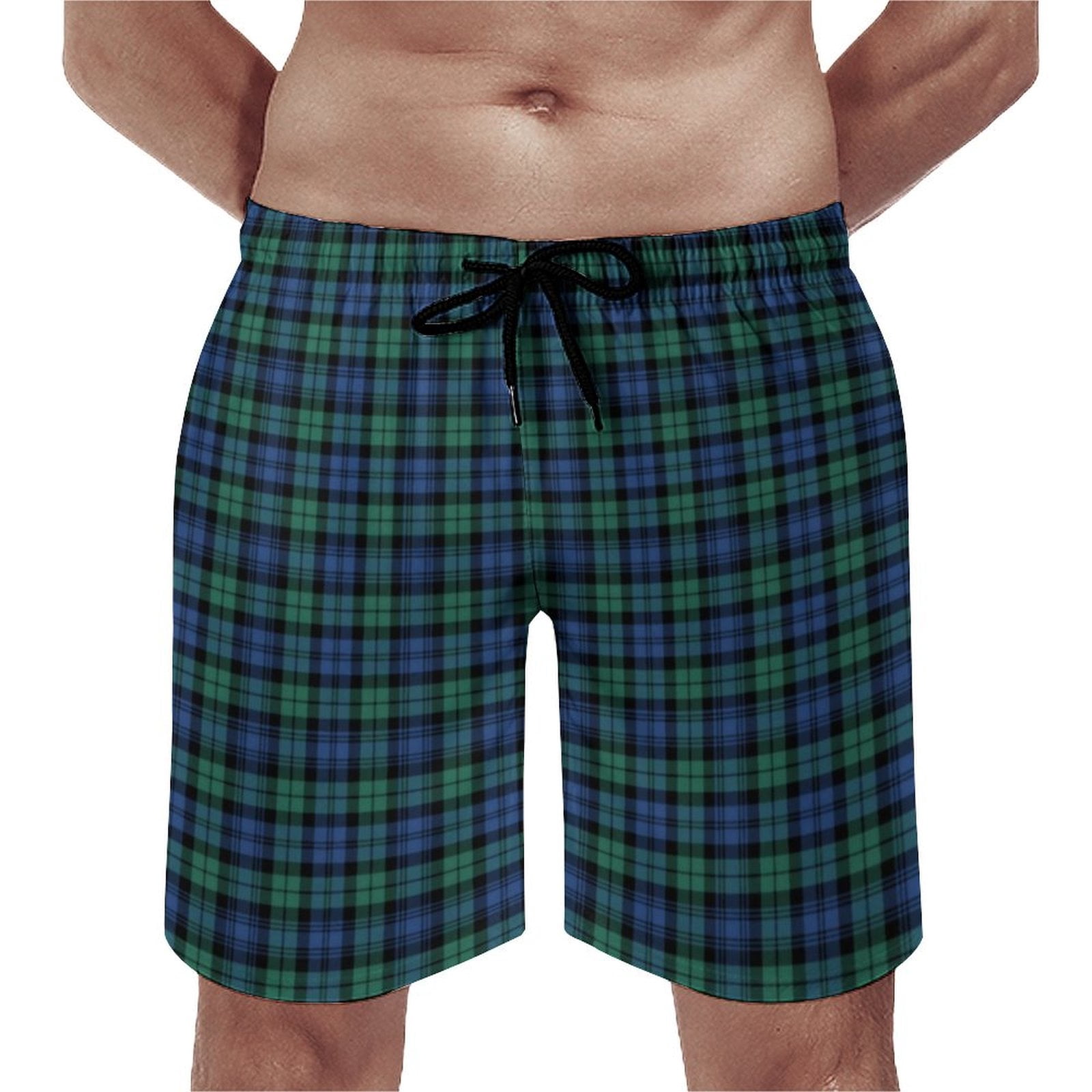 Green White Plaid Board Shorts Summer Checkerboard Cute Board Short ...