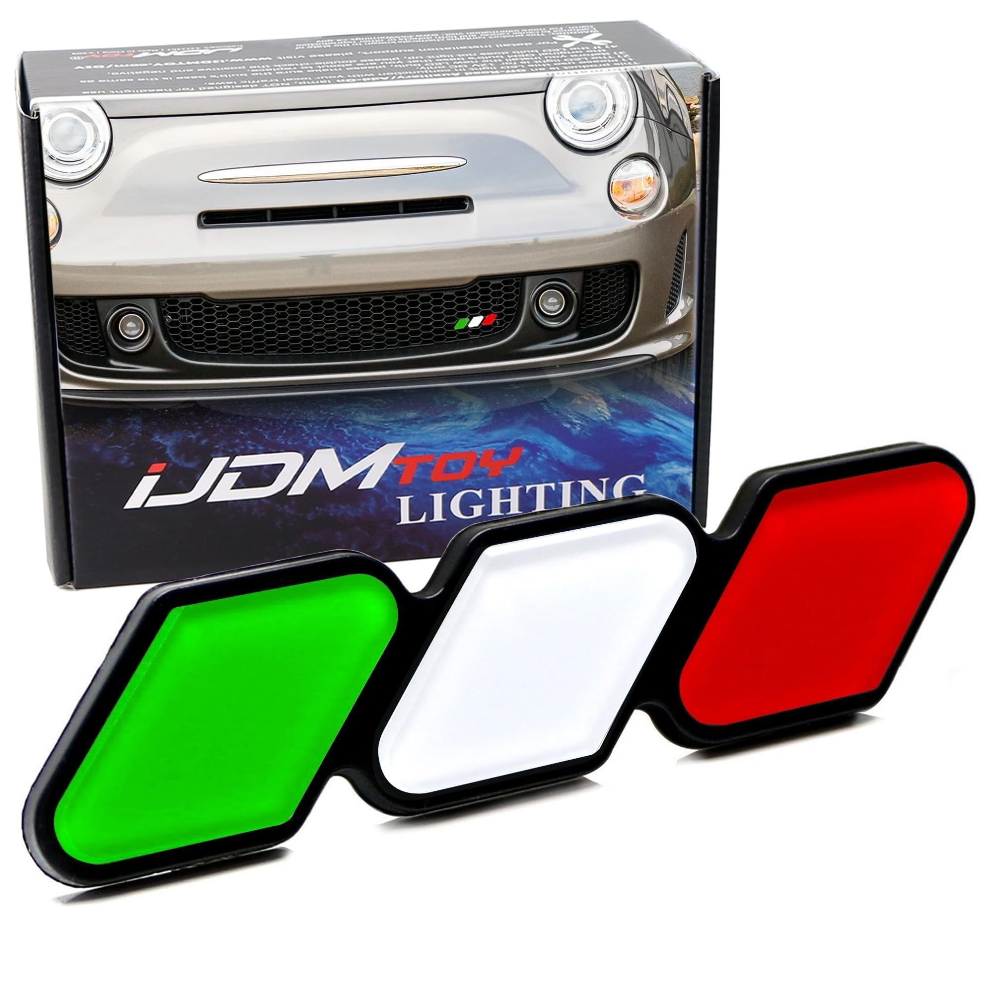 Green/White/Red 3-Color Stripe Lower Grille/Hood Grill Badge Emblem w ...