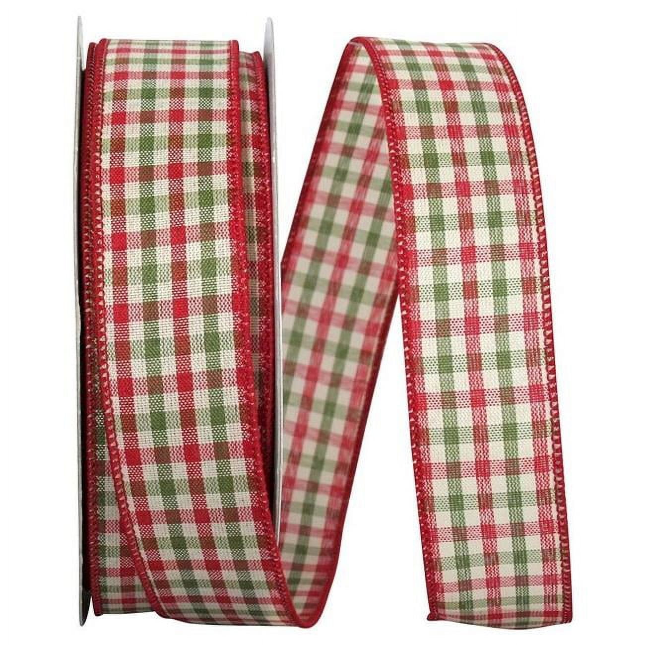 Green, White & Red Plaid Wired Ribbon - Walmart.com