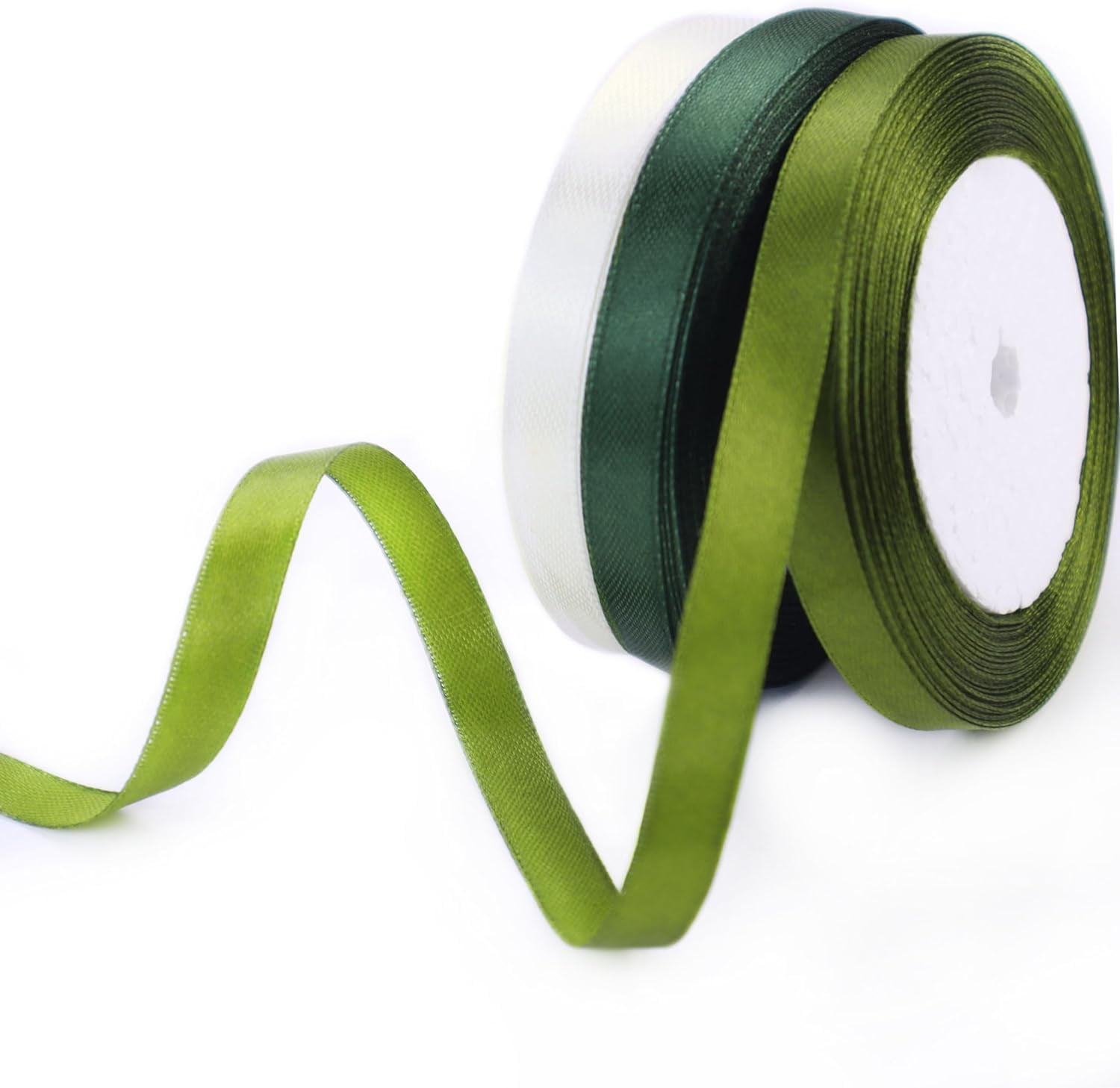 Green White Satin Ribbon 3/8 Inch 75 Yards for Wedding Gift Wrapping ...