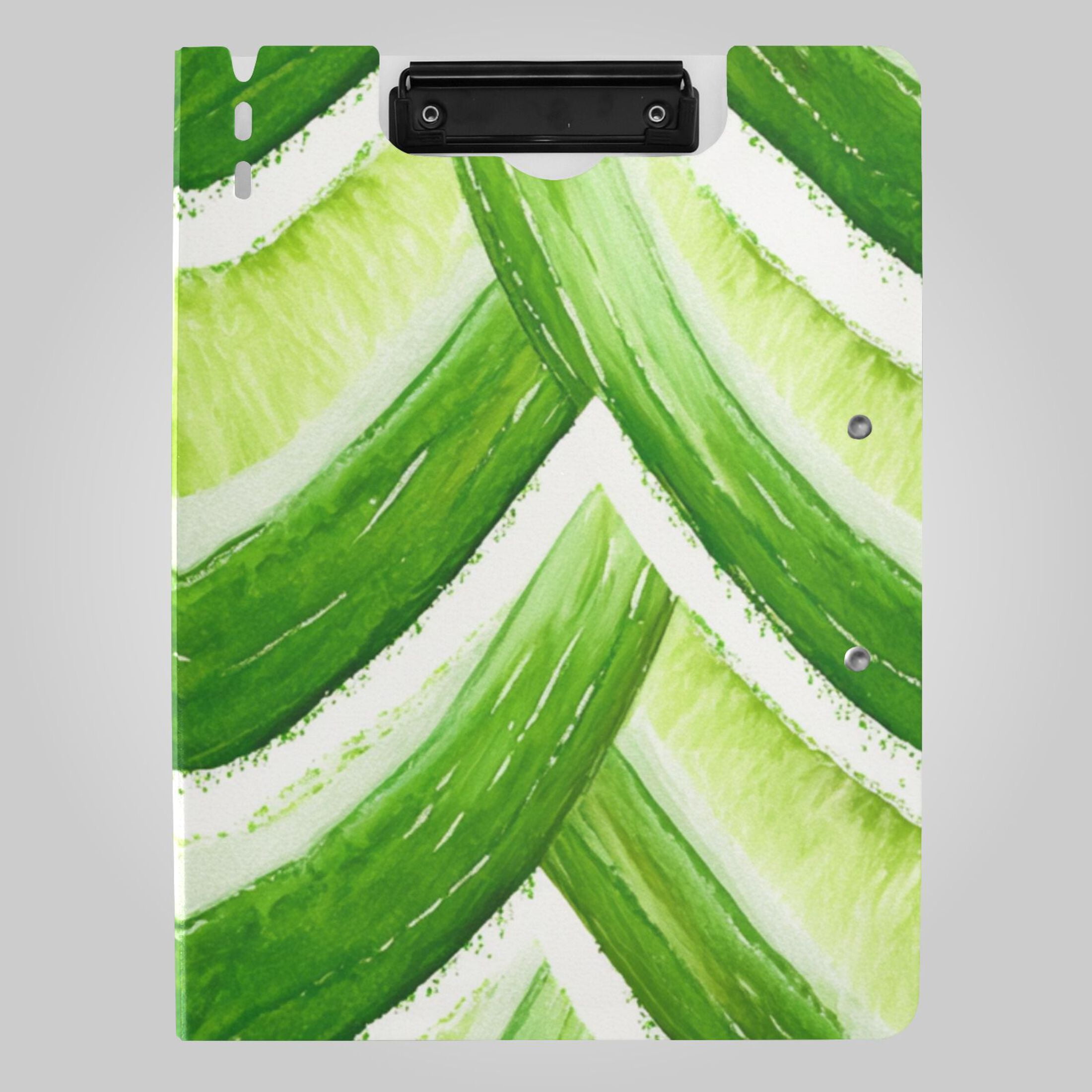 Green White V Lines Watercolor Foldable Binder Folder Clipboard with ...