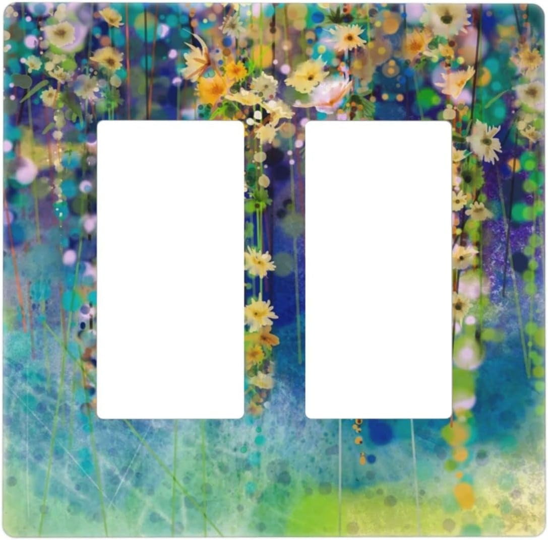 Green Wild Flower 2 Gang Double Rocker/Decora Light Switch Cover ...