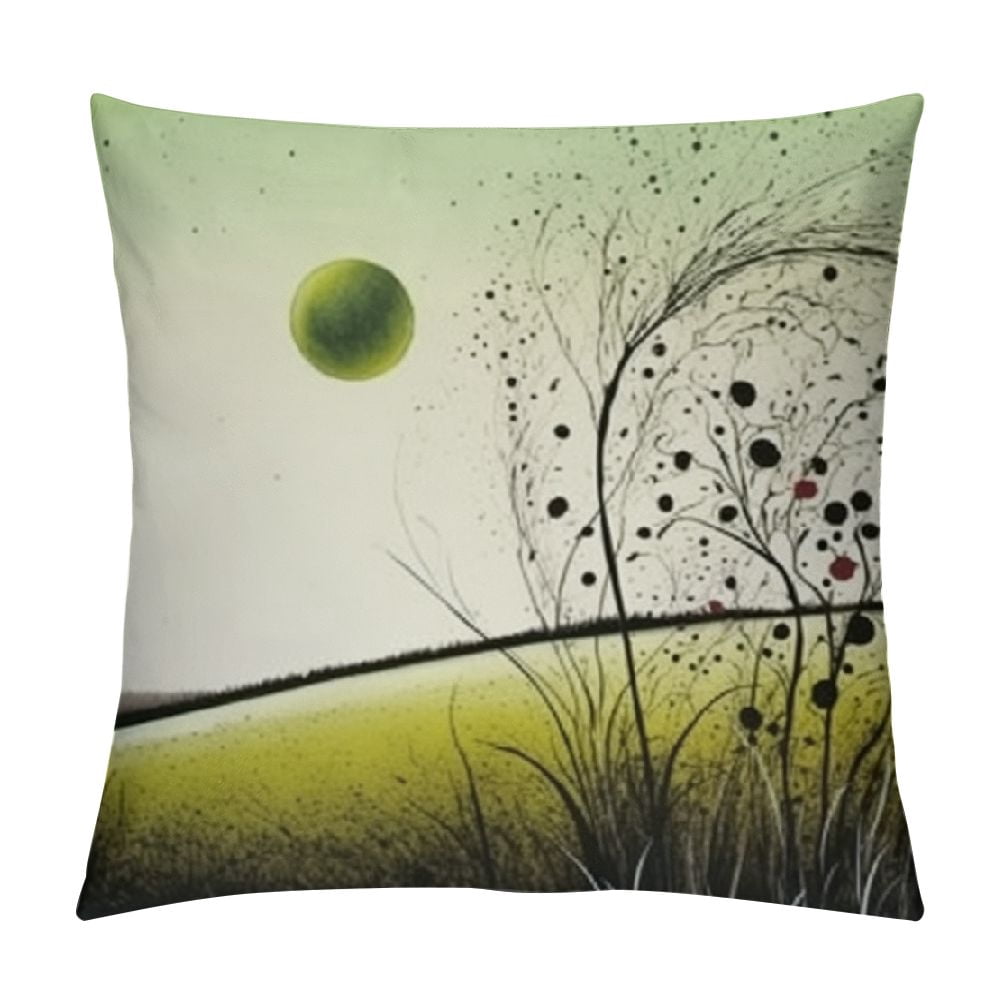 Green Wild Grass Style Pattern Square Printed Cushion Cover, Slipover ...