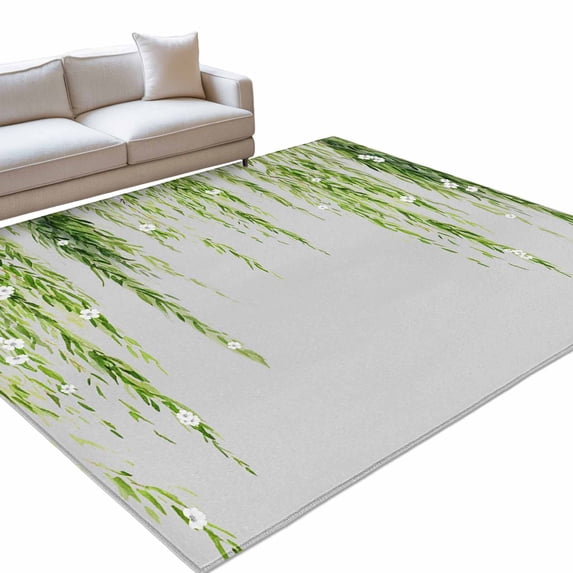 Green Willows 8x10ft Non Slip Area Rug Spring Falling Green Willows ...