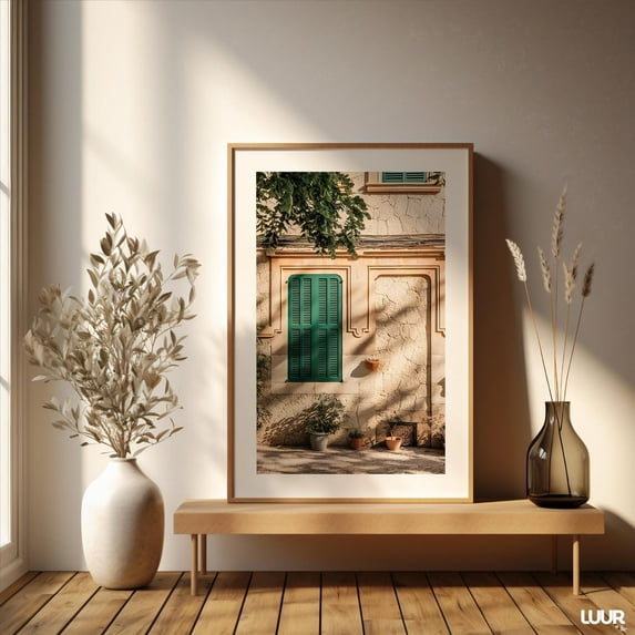Green Window Art Deco Landscape Boho Wall Art, Unframed Paper Print ...
