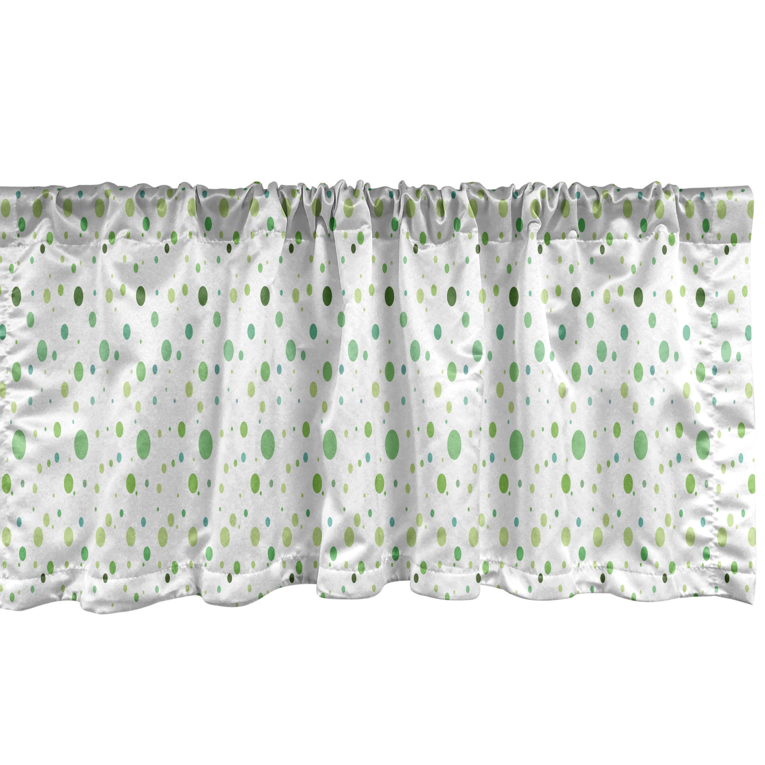 Green Window Valance Pack Of 2 Polka Dots Rounds On Green Blue Tones