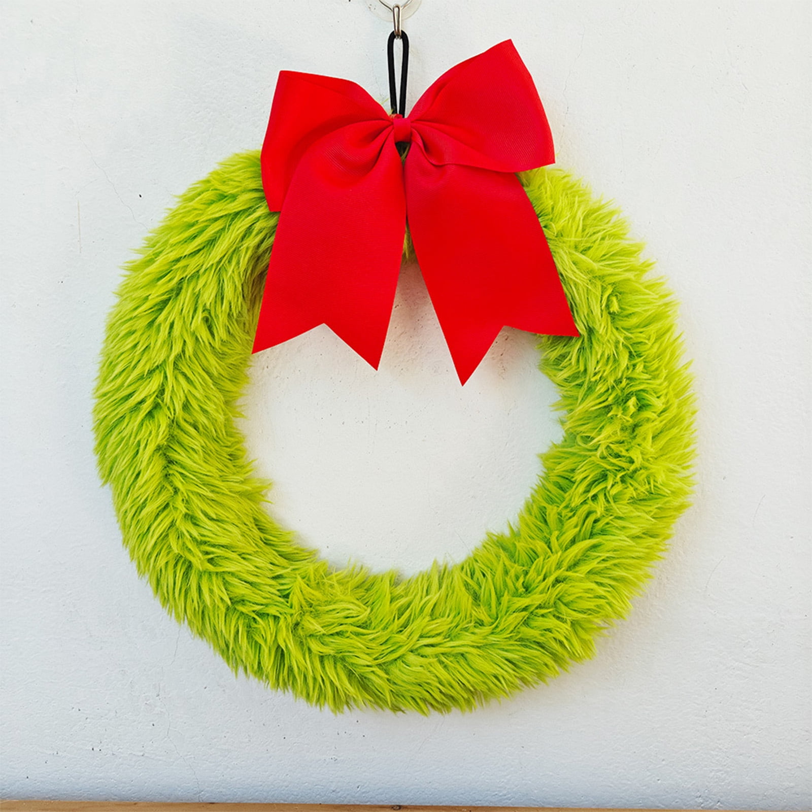 Green Winter Christmas Wreaths for Front Door Furry Faux Feather Fabric ...