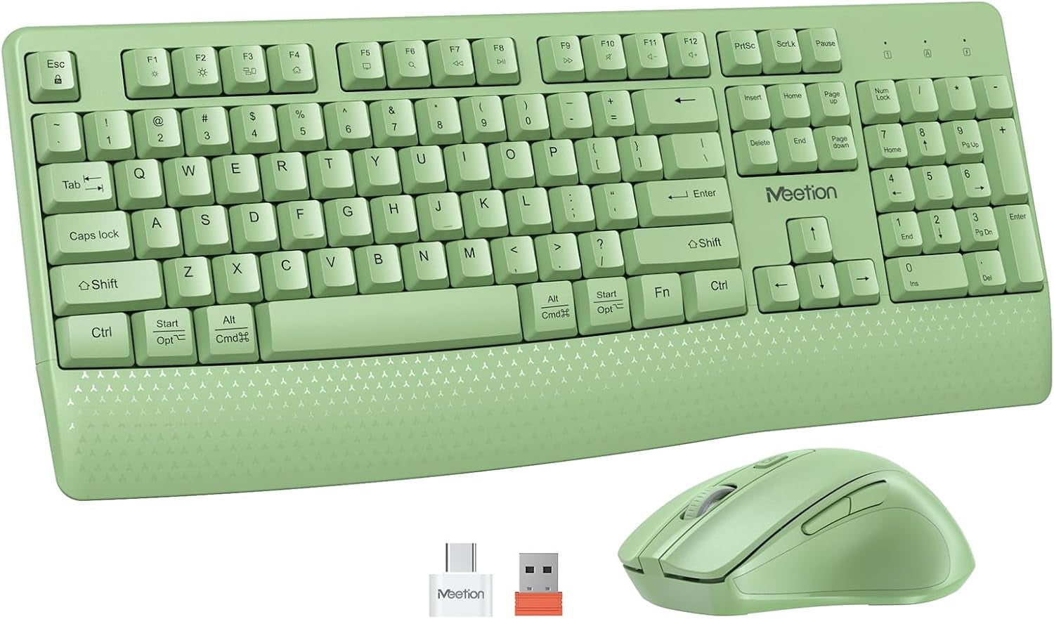 Green Wireless Keyboard and Mouse, 2.4G USB Receiver Plug-and-Play ...