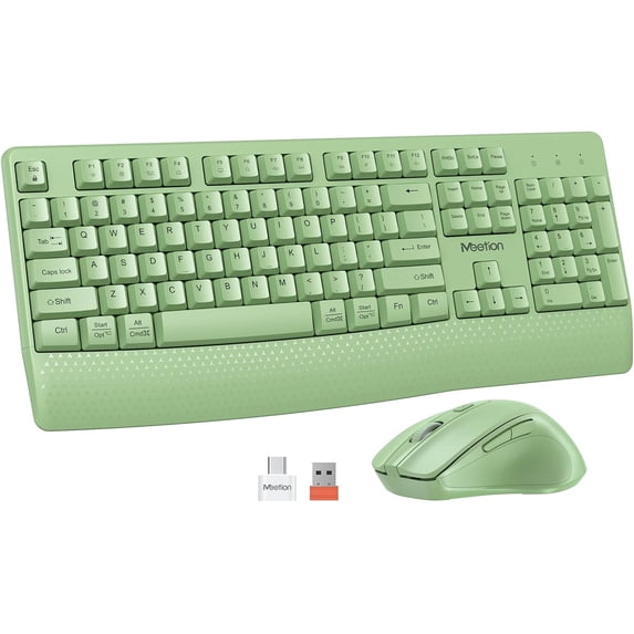 Green Wireless Keyboard and Mouse, 2.4G USB Receiver Plug-and-Play ...
