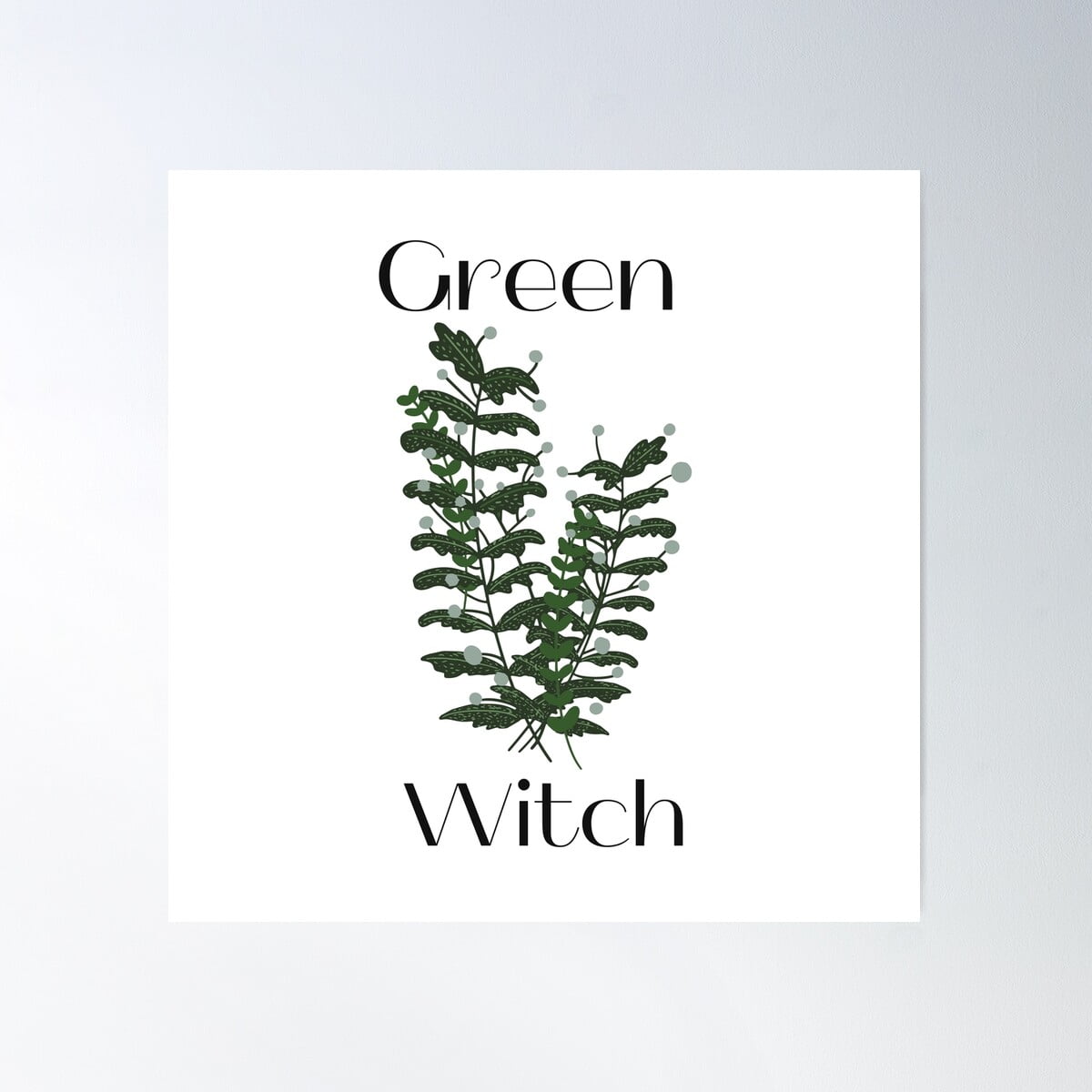 Green Witch Leaf Poster Wall Art, Modern Wall Decor For Living Room ...