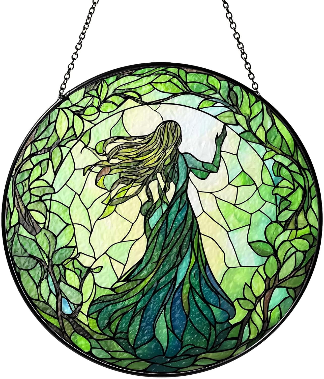 Green Witch Suncatcher Plant Witch Stained Glass Window Hanging Plant ...