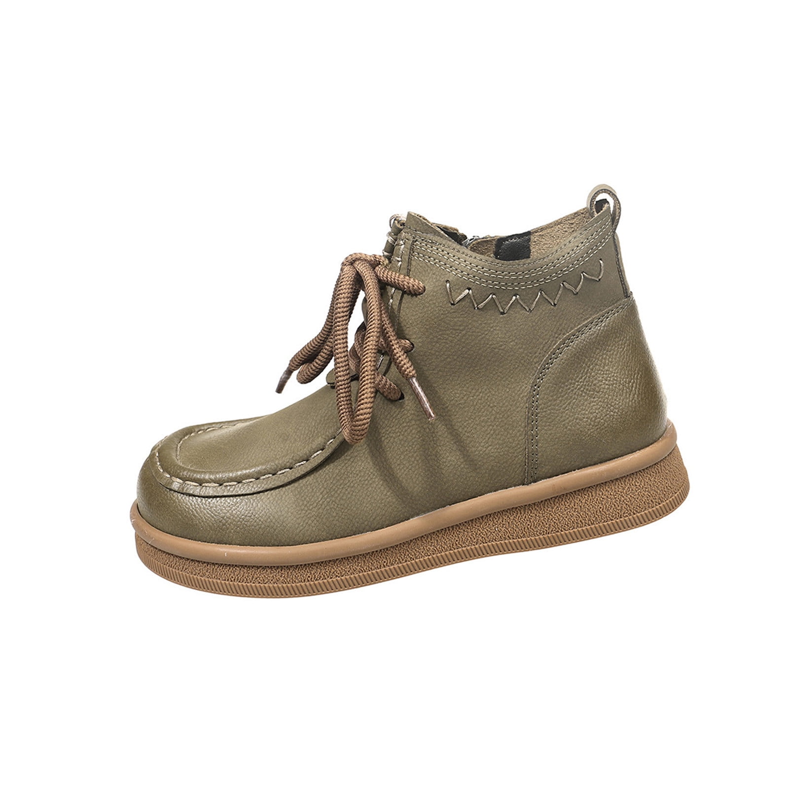 Green Women Fashion Cold Season Ankle Boots With Circular Toe Side ...