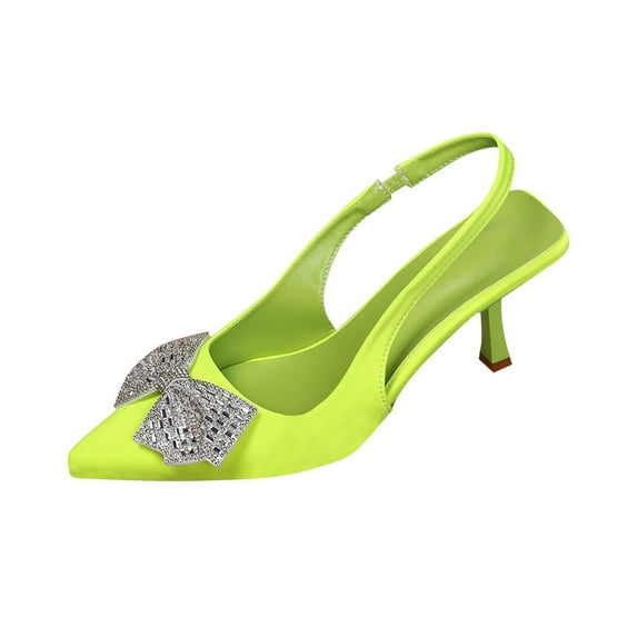 Green Women'S Versatile Casual Closed-Toe Rhinestone Embellished Shoes ...