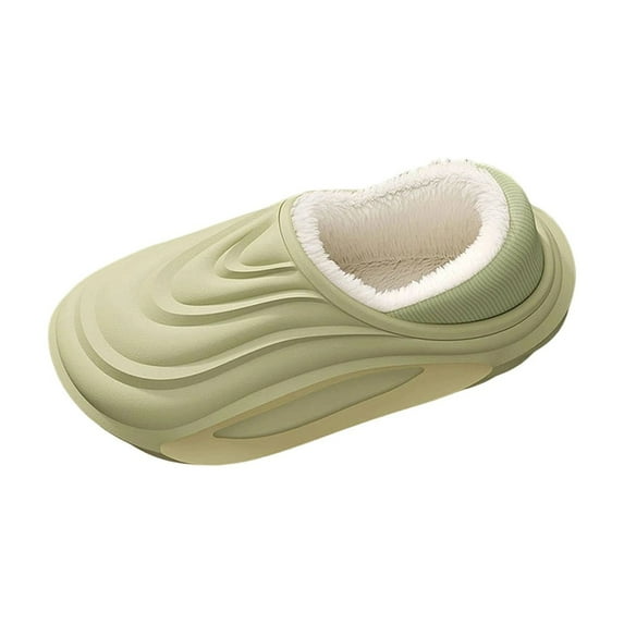 Green Women Waterproof Slippers Fleece Lined Thick Sole Closed Toe ...