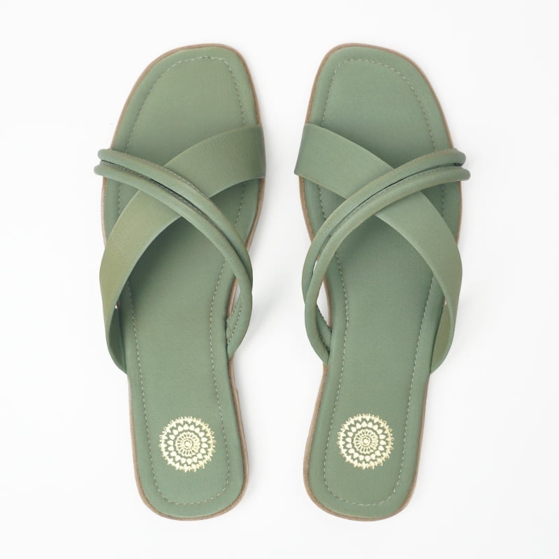 Green Women dual strap slip-ons - Walmart.com